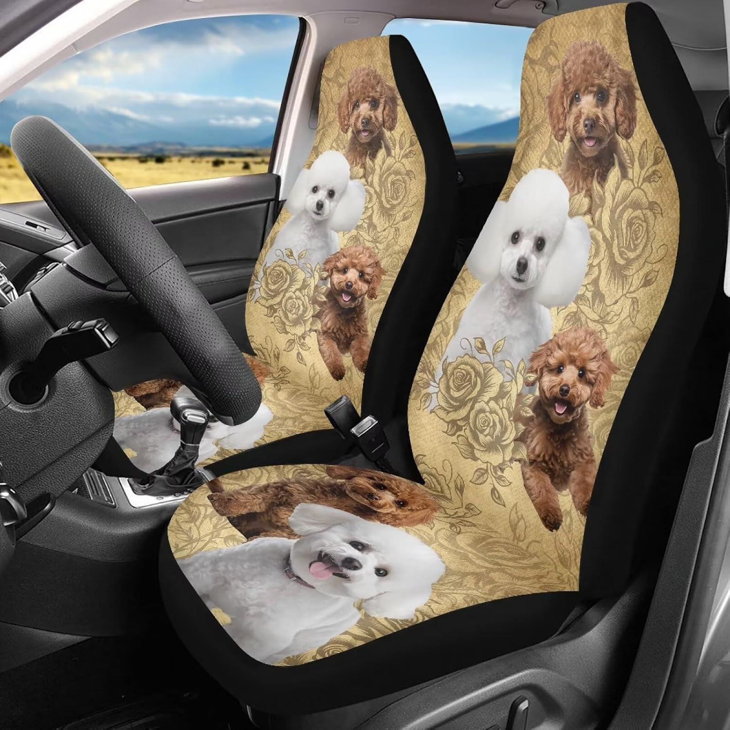Amazon.com: Fishoutleap Poodle Car Seat Covers for Women Soft Car Seat ...