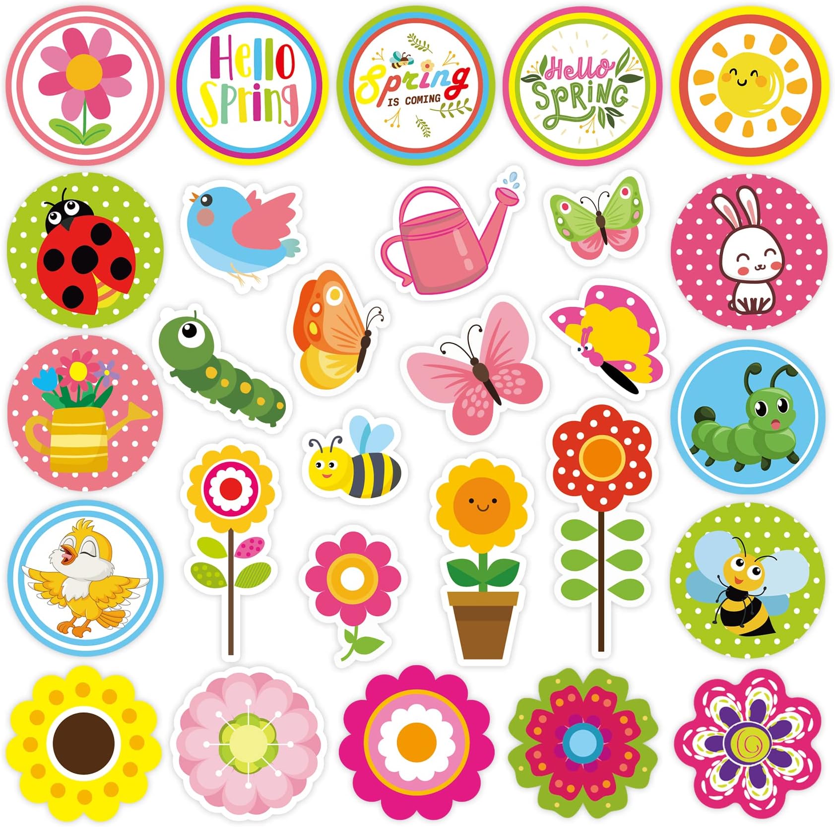 Amazon.com: Lucleag Hello Spring Stickers for Kids, Round Spring ...