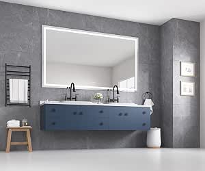Amazon.com: 60in. W x 48 in. H LED Lighted Bathroom Wall Mounted Mirror ...