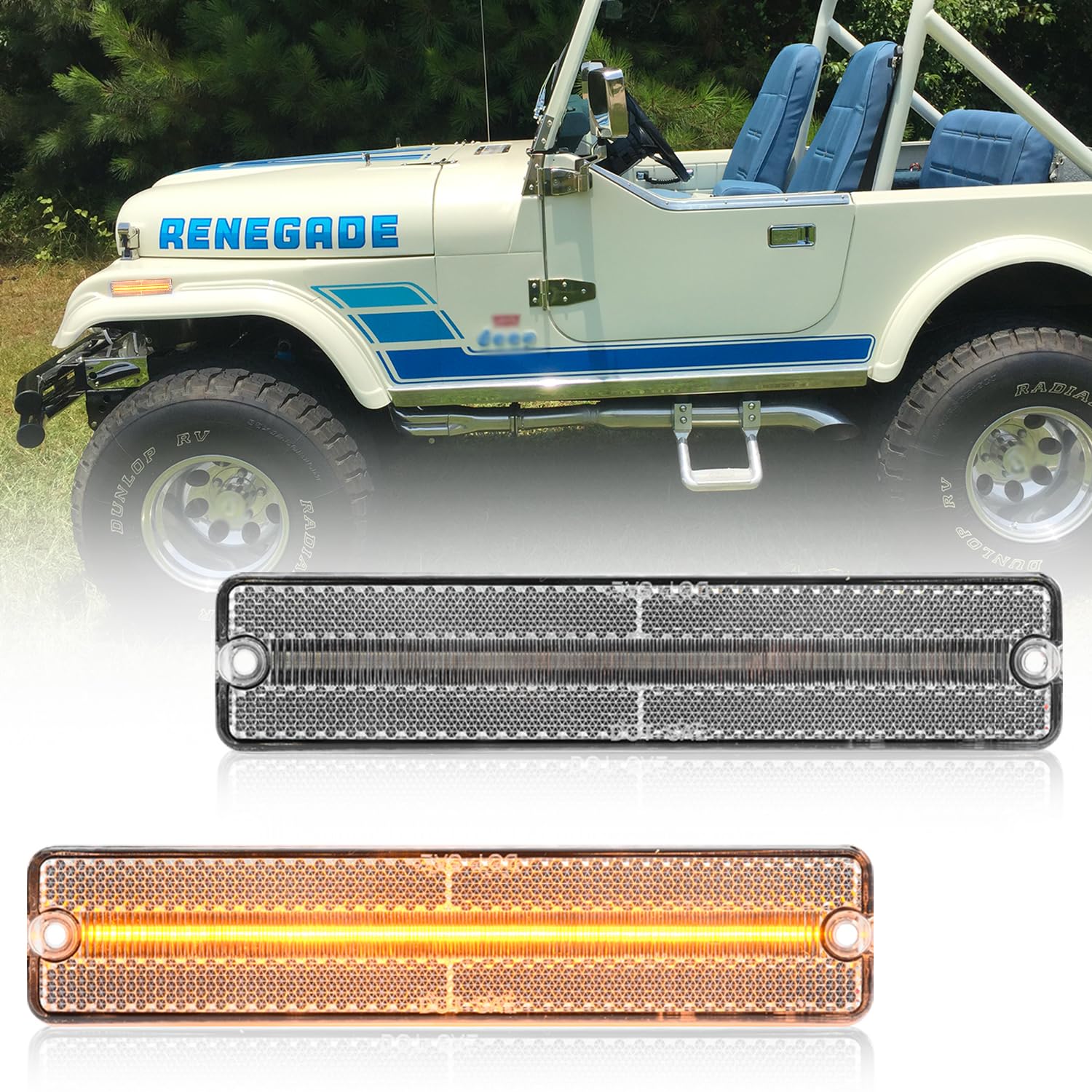 NSLUMO Amber Led Side Marker Lights Replacement for 1972-1986 J'eep CJ5 ...
