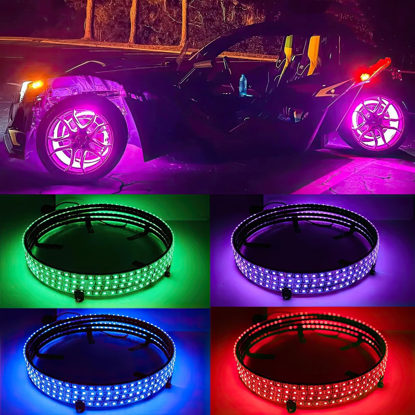 Amazon.com: DREAMOTOR 4PCS 17.5" RGB LED Wheel Ring Lighting Kit with ...
