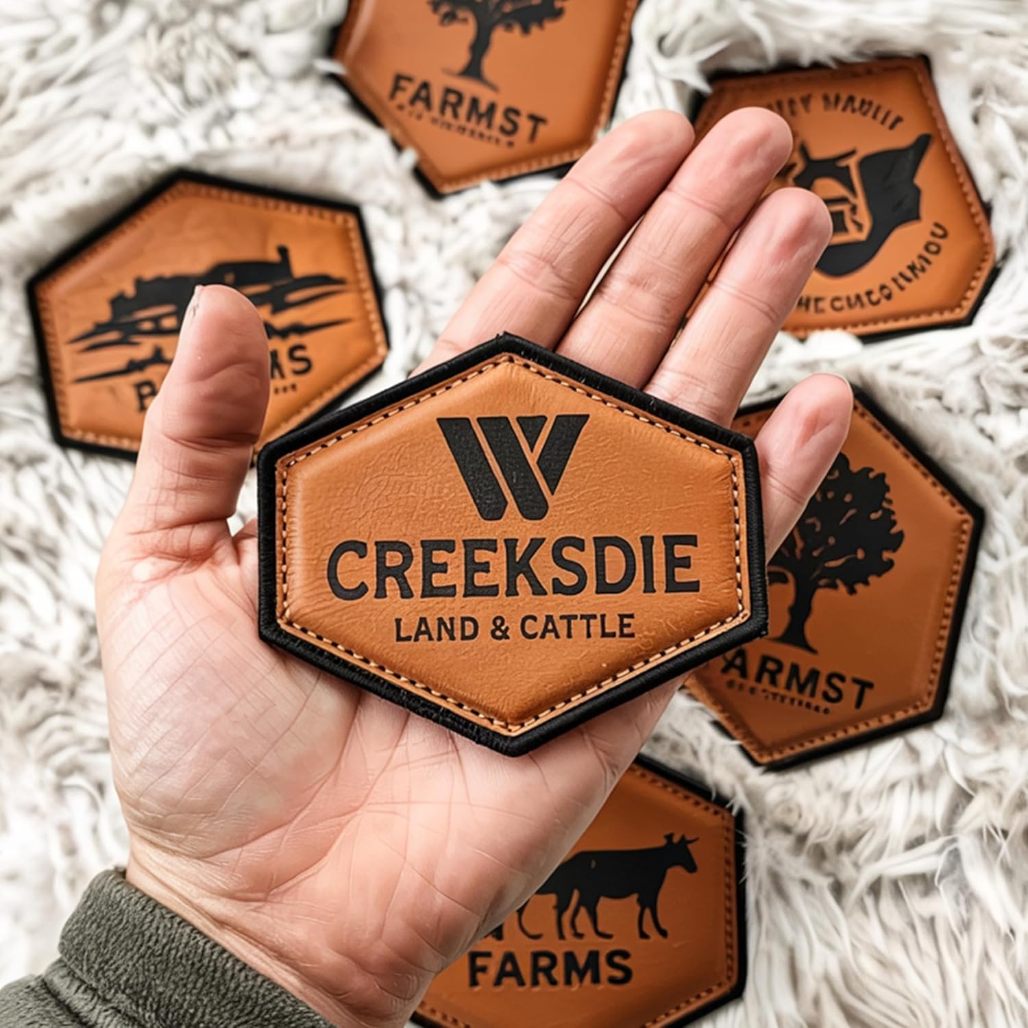 Amazon.com: Custom Leather Logo Patches, Your Design Plain Iron On, Sewing Holes Patch, Custom ...