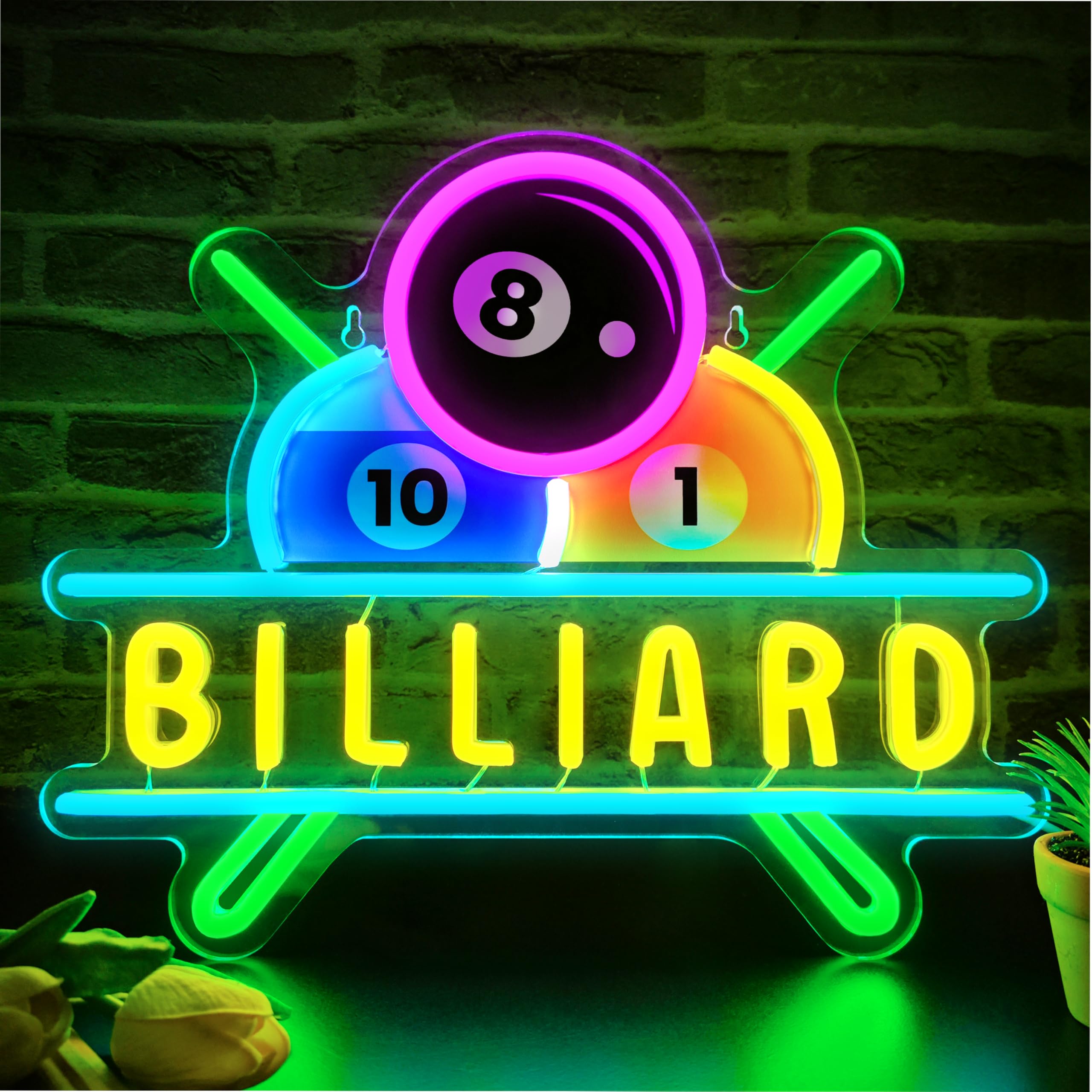 Amazon.com : Billiards Neon Sign for Wall Decor Dimmable Billiards Neon ...