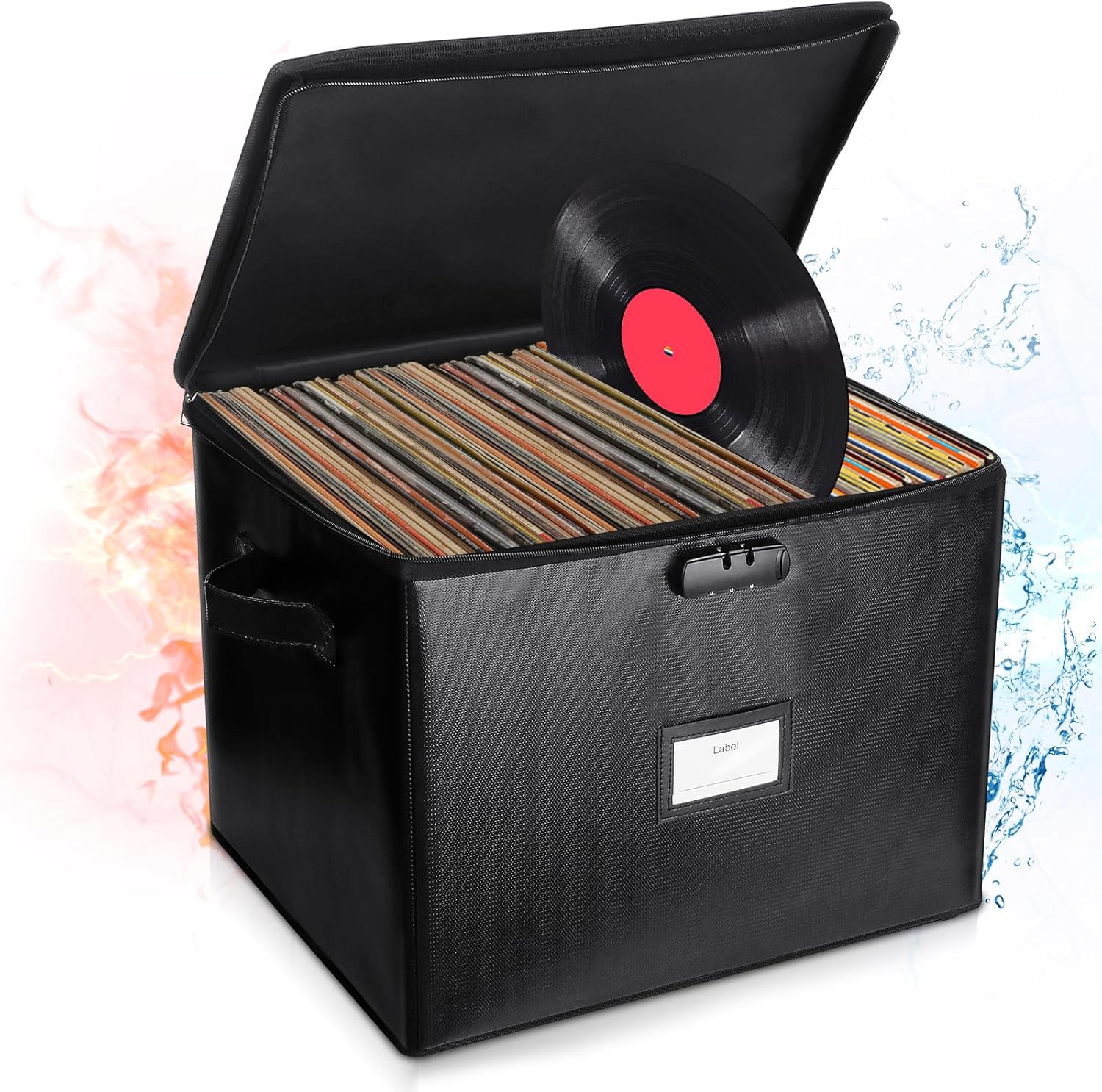 Amazon.com: Fireproof Vinyl Record Storage Box with Lock, Vinyl Album ...