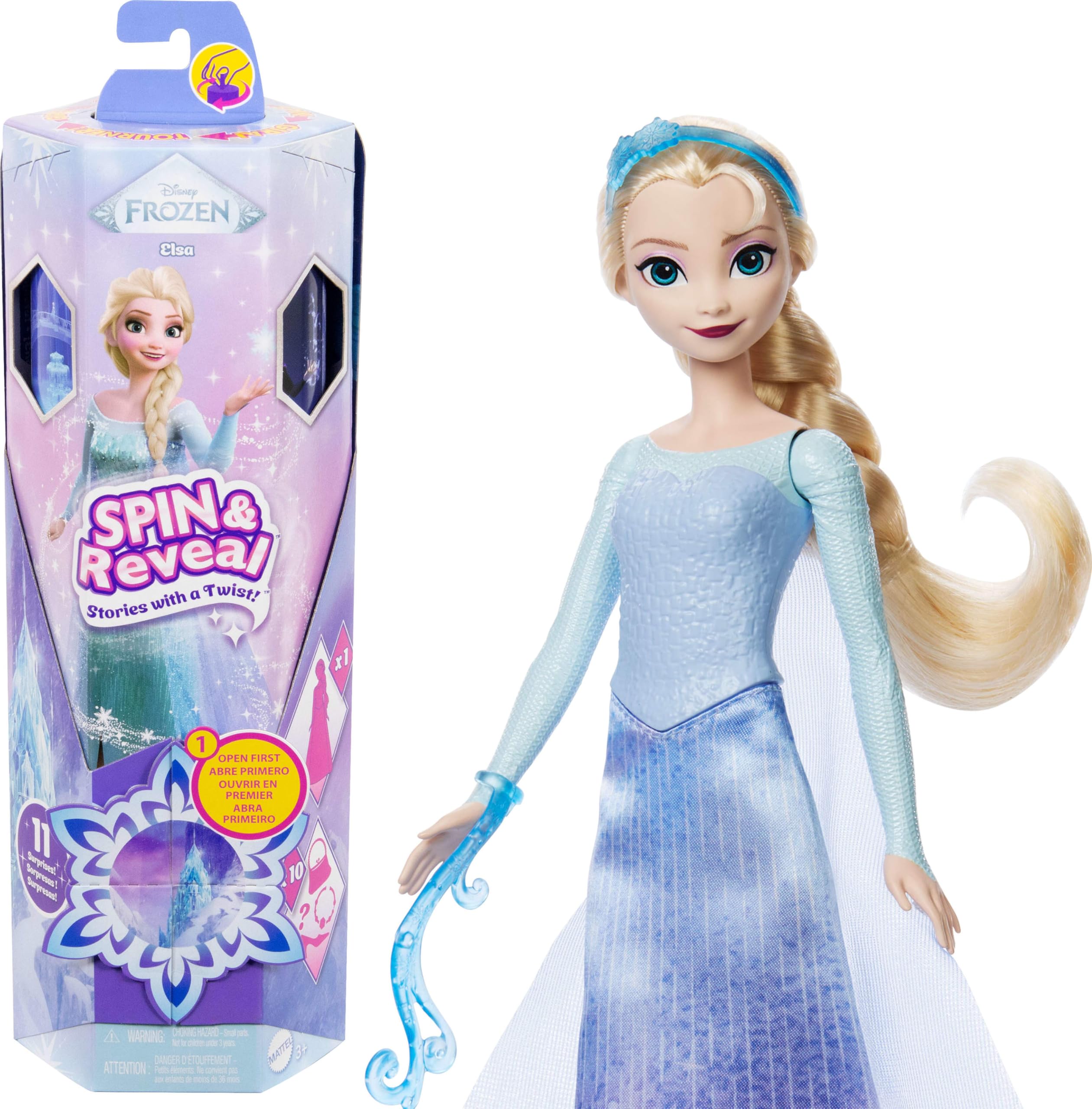 Amazon.com: Mattel Disney Frozen Elsa Fashion Doll Set, Spin & Reveal ...