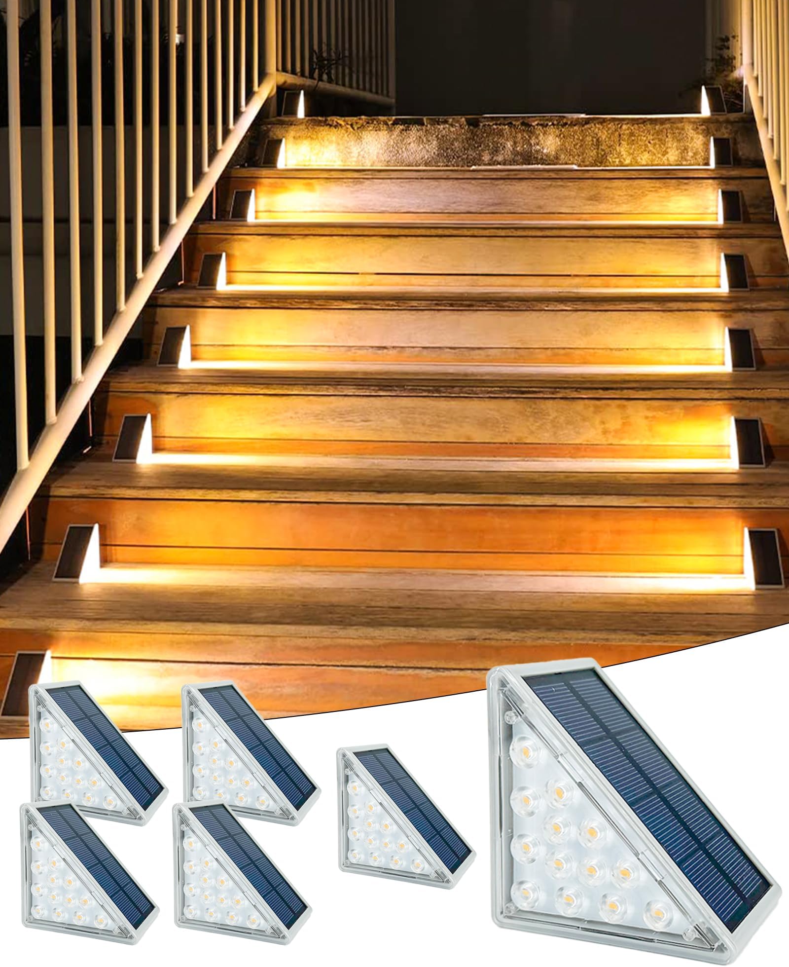 Asteria Solar Stair Light 6 Pack, Solar Step Lights Outdoor IP67 ...