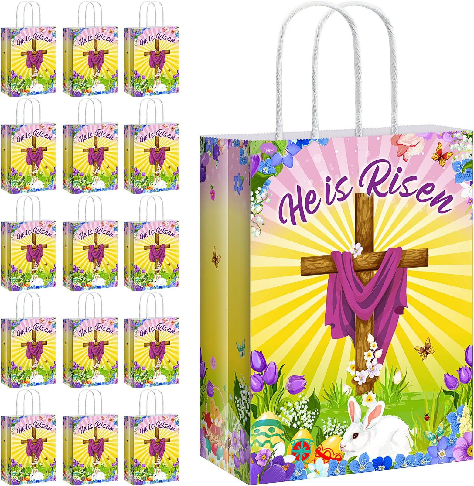 Amazon.com: 36 Pcs Easter Treat Bags with Handles Bulk He Is Risen ...
