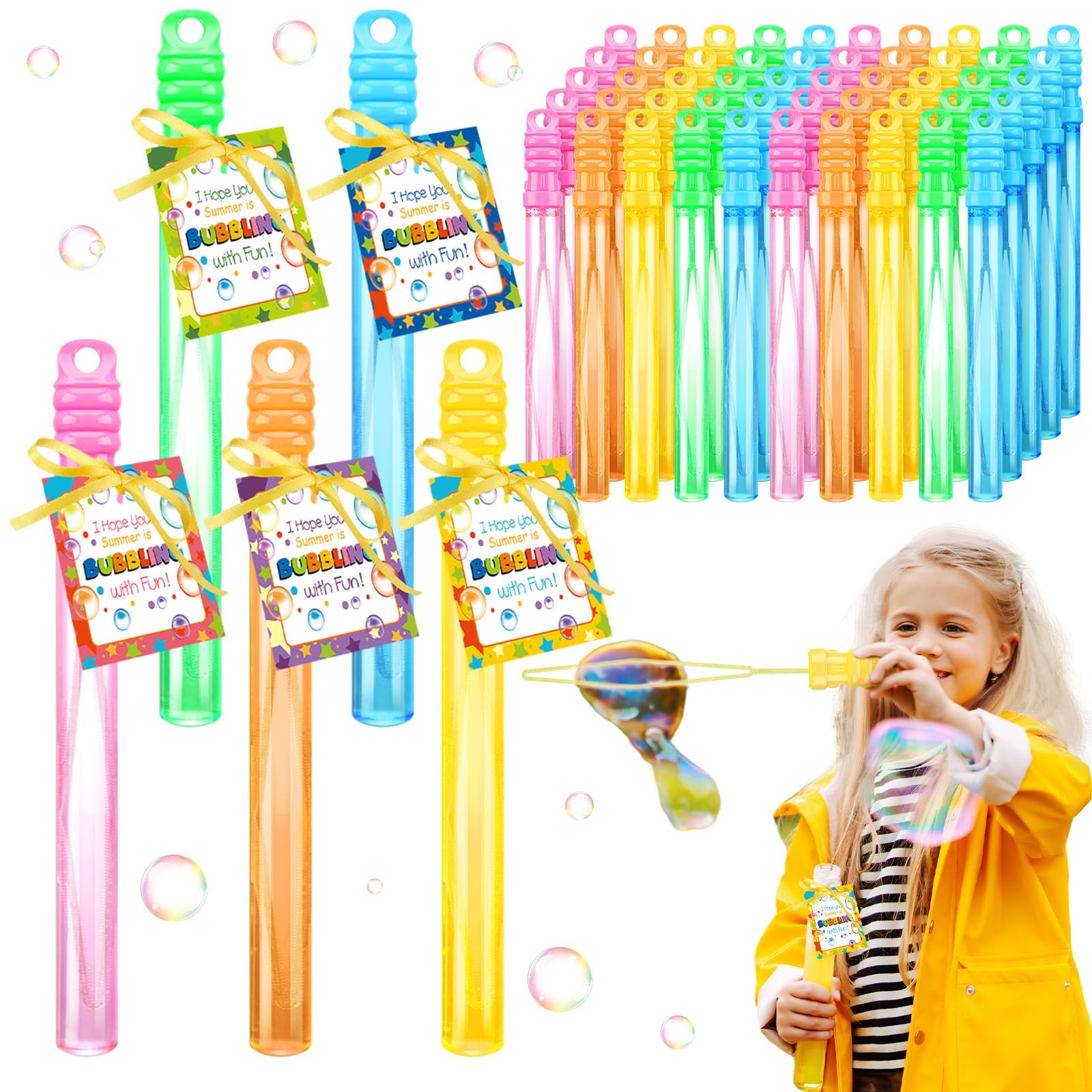 25 Set 10.6" Big Bubble Wands with Card Tags End of Year Gifts Bubble ...