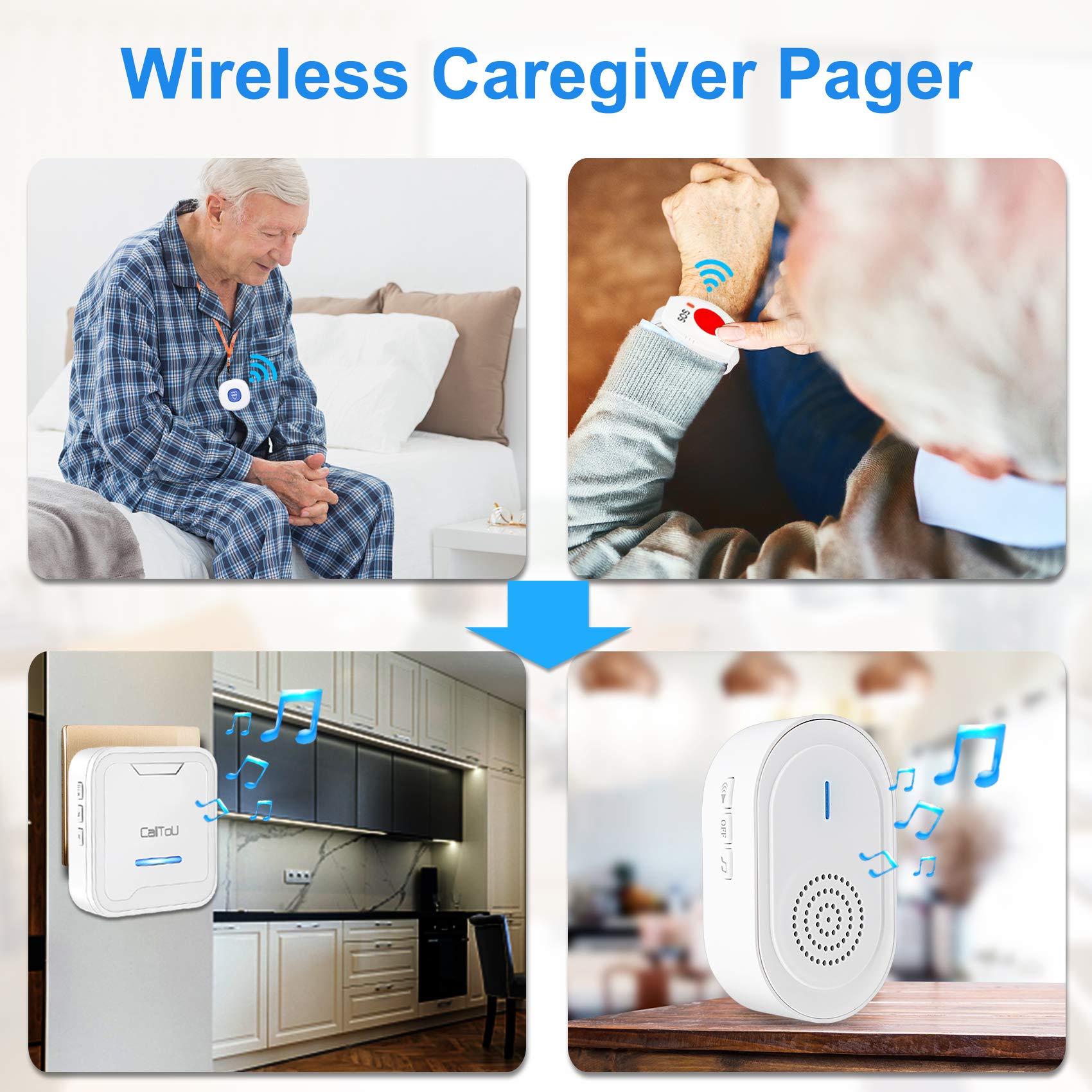 Snapklik.com : CallToU Wireless Caregiver Pager Call Button Medical ...