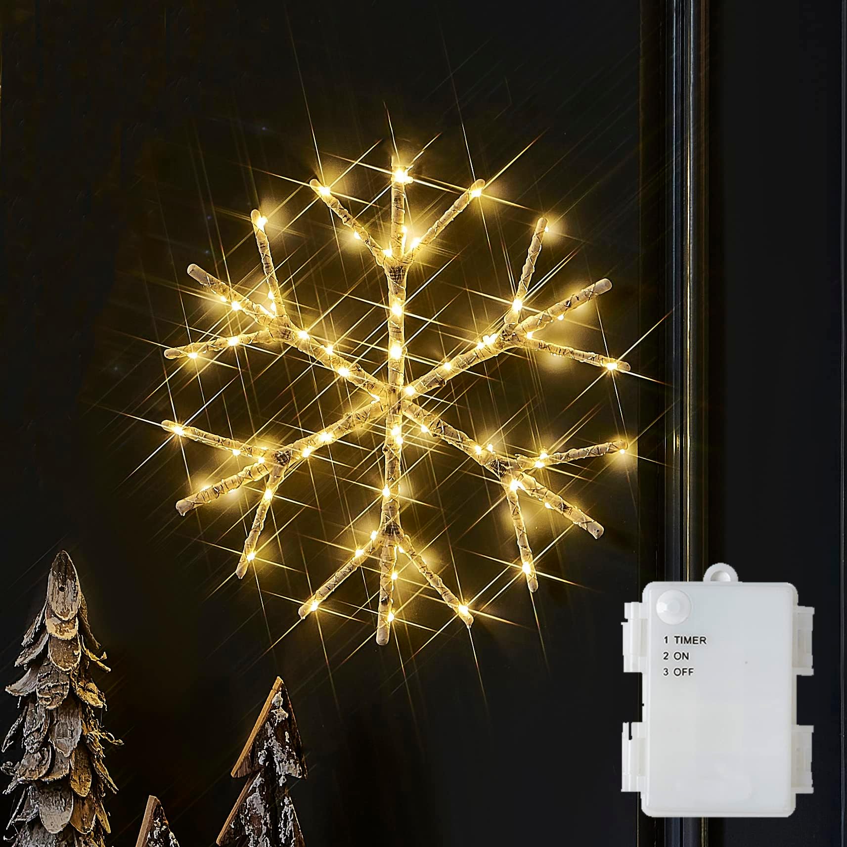 Amazon.com : Alpine Corporation 24"H Indoor/Outdoor Hanging Snowflake ...