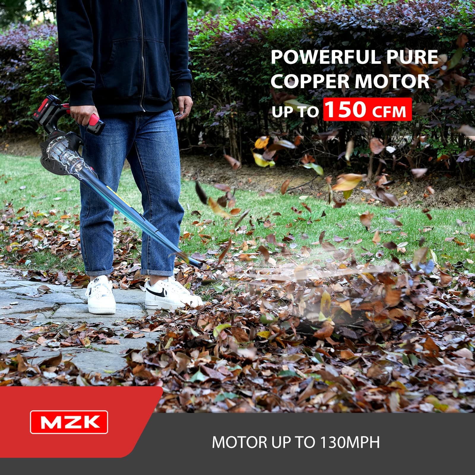 MZK Cordless Leaf Blower,20V Battery Powered Leaf Blower for Lawn Care ...
