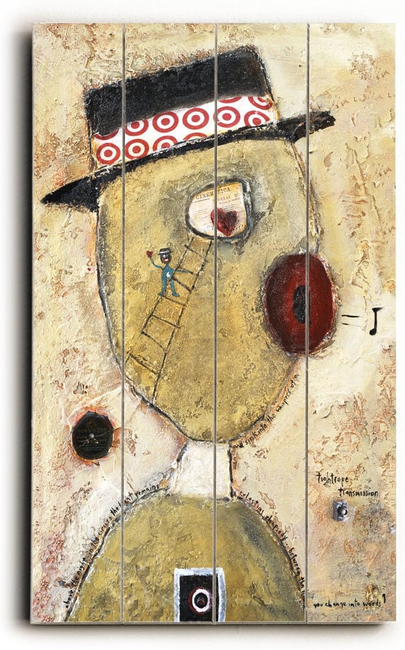Amazon.com: Man On Ladder by Artist Tim Weldon 14"x23" Planked Wood ...