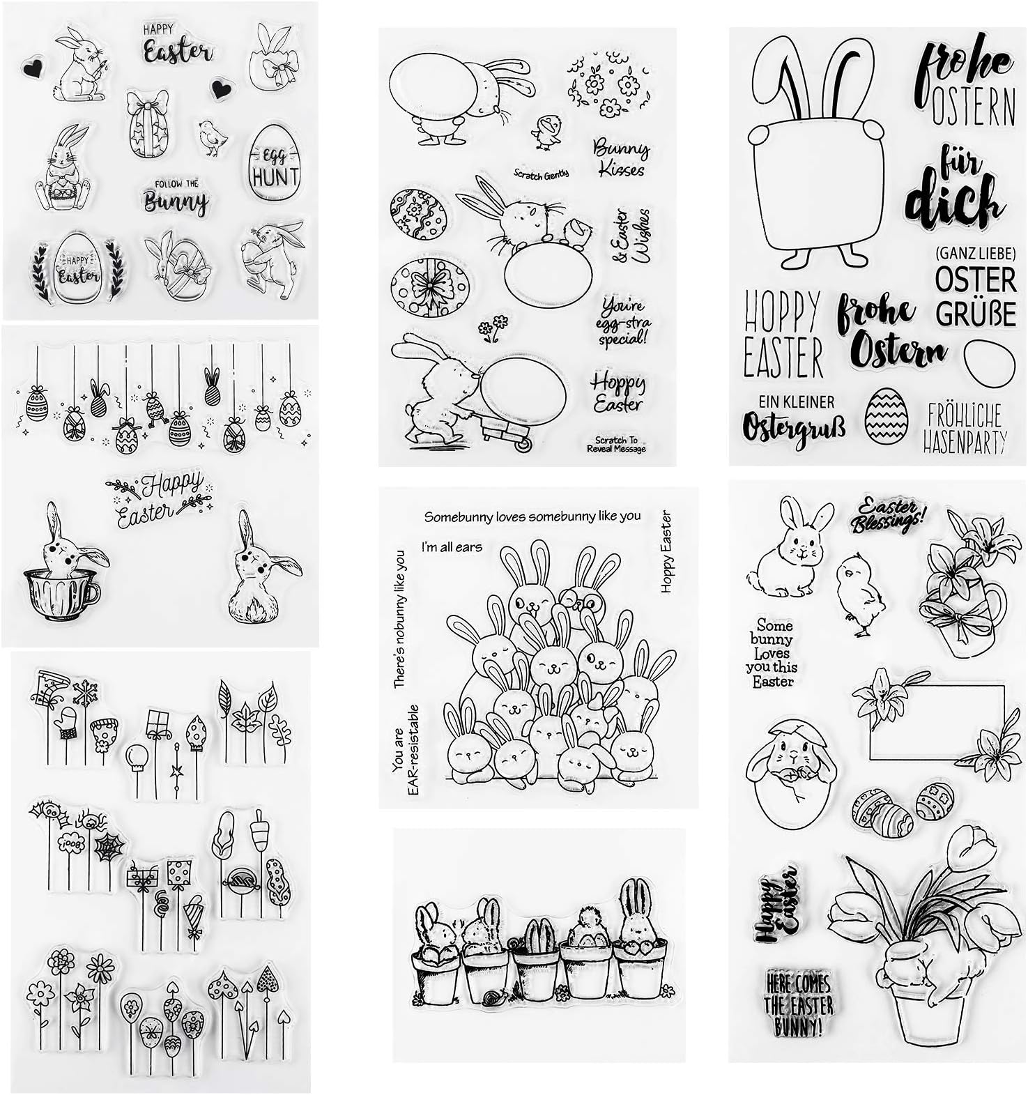 INFUNLY Easter Bunny Clear Stamp Reusable Egg Transparent Stamps for ...