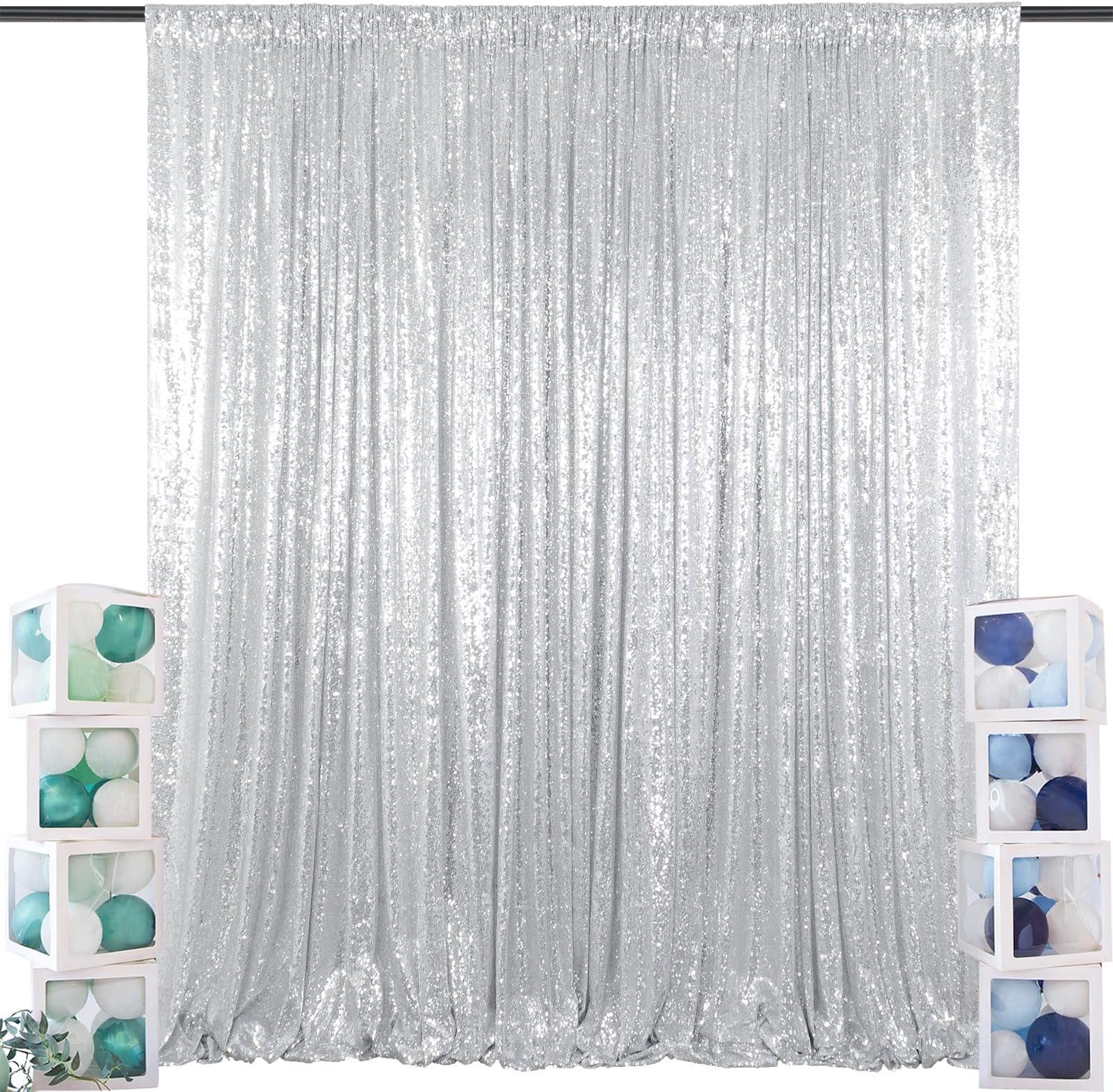 Amazon.com : SFN SKY 10ft x10ft Silver Spandex Curtain Thanksgiving ...