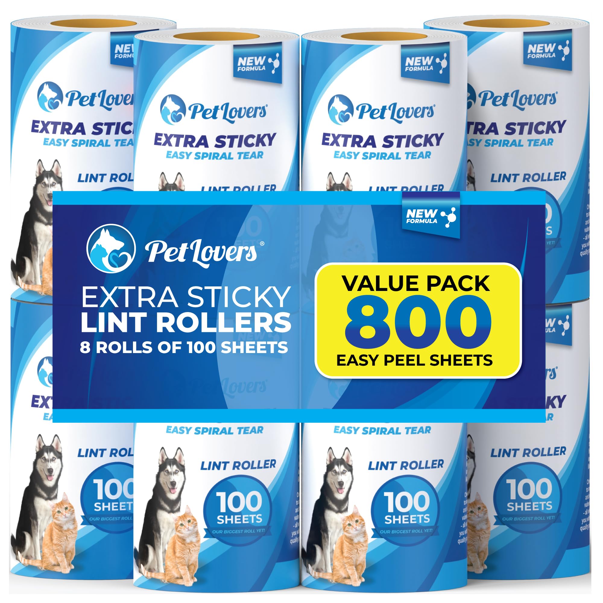 Amazon.com: PetLovers Extra Sticky Lint Roller 8 Pack of Refills Only - No Handle Included - 100 ...