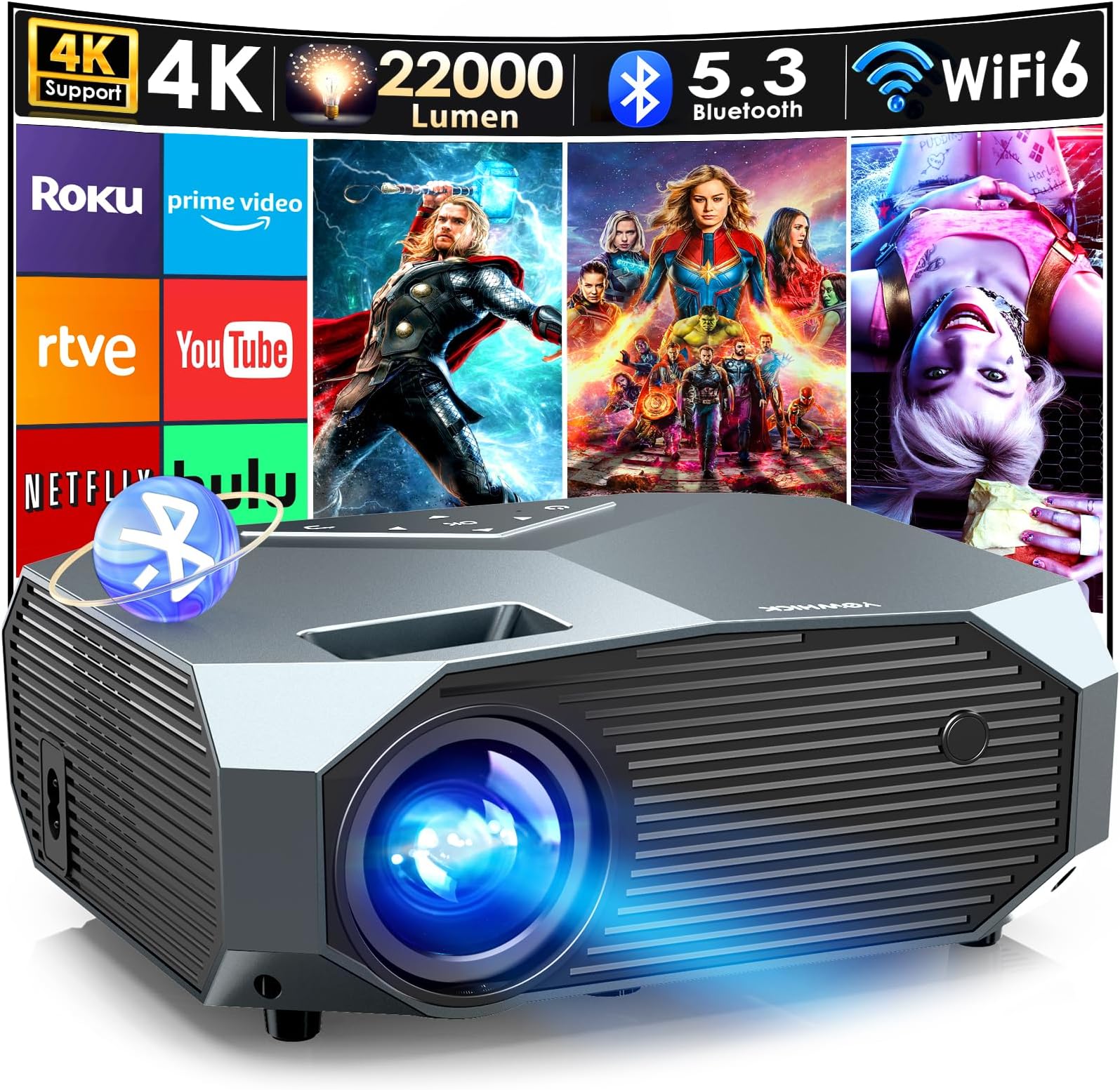 Amazon.com: 【APP Built-in】 Smart Projector Bluetooth and 5.8G WiFi ...