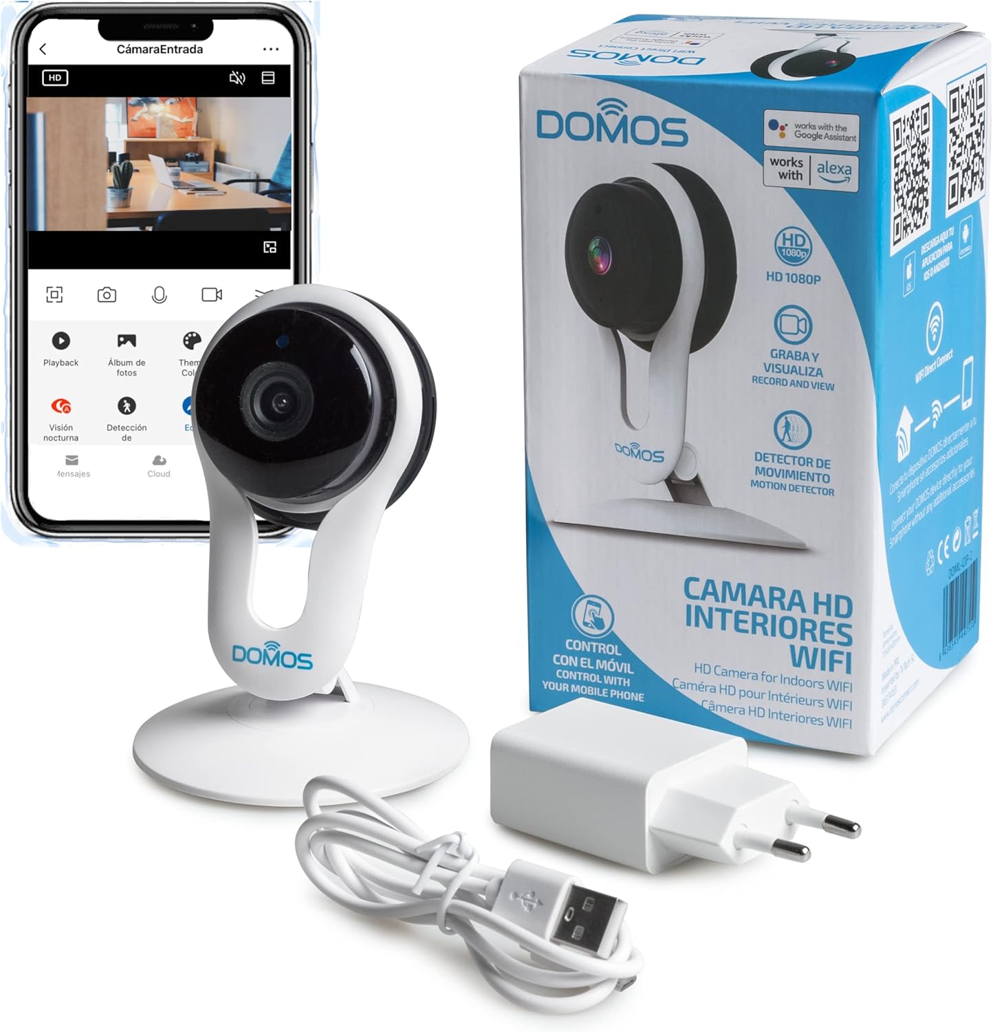DOMOS. HD1080P WiFi Indoor Camera with Motion Sensor and Night Vision ...
