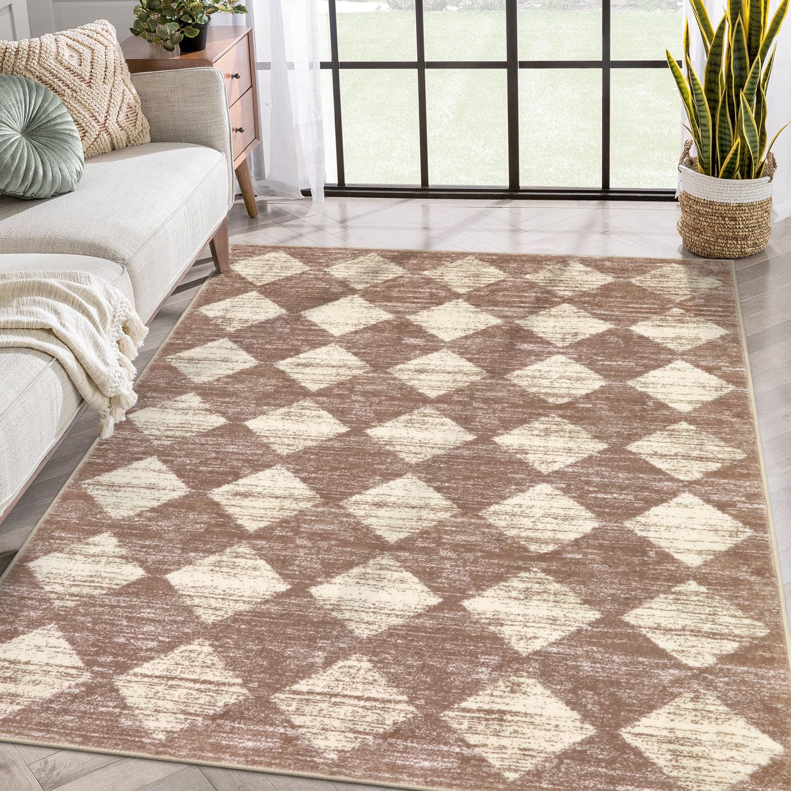 Amazon.com: Lahome Machine Washable Rugs 6x9, Soft Beige Rugs for ...