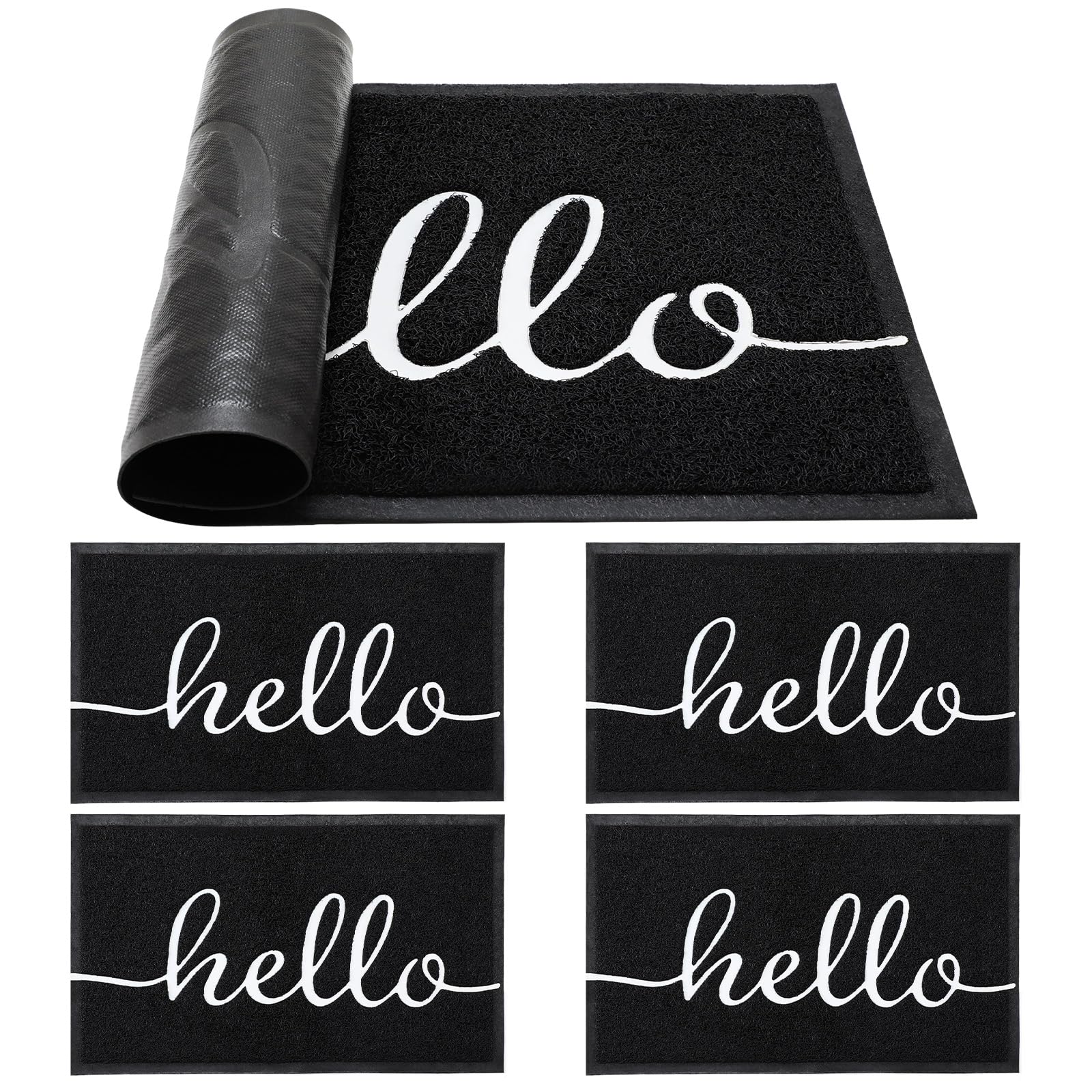 4 Pcs Hello Door Mat Outdoor Upgraded Welcome Mat 30 x 17.5 Durable ...