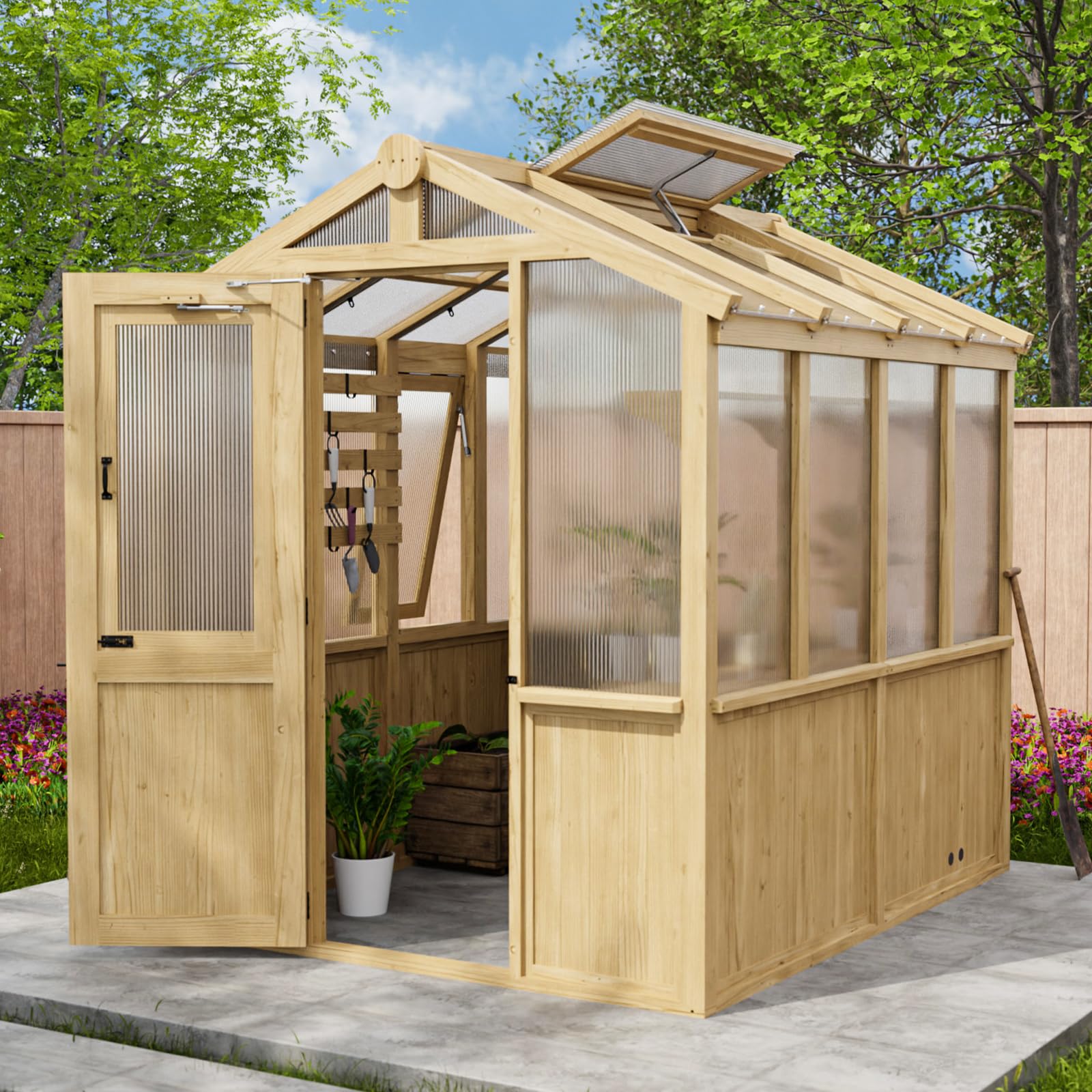 Amazon.com : EAGLE PEAK 6.7x7.8x7.7 ft Wood and Polycarbonate Walk-in ...