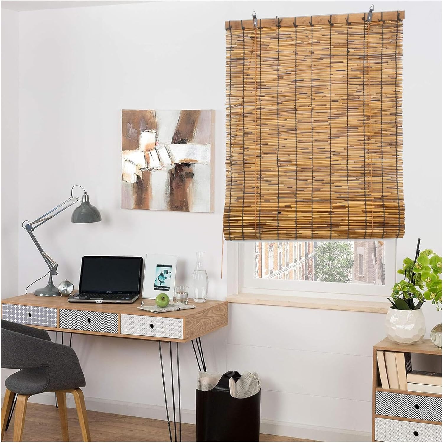 Amazon.com: Cordless Bamboo Blinds, Bamboo Roll Up Shades for Windows ...