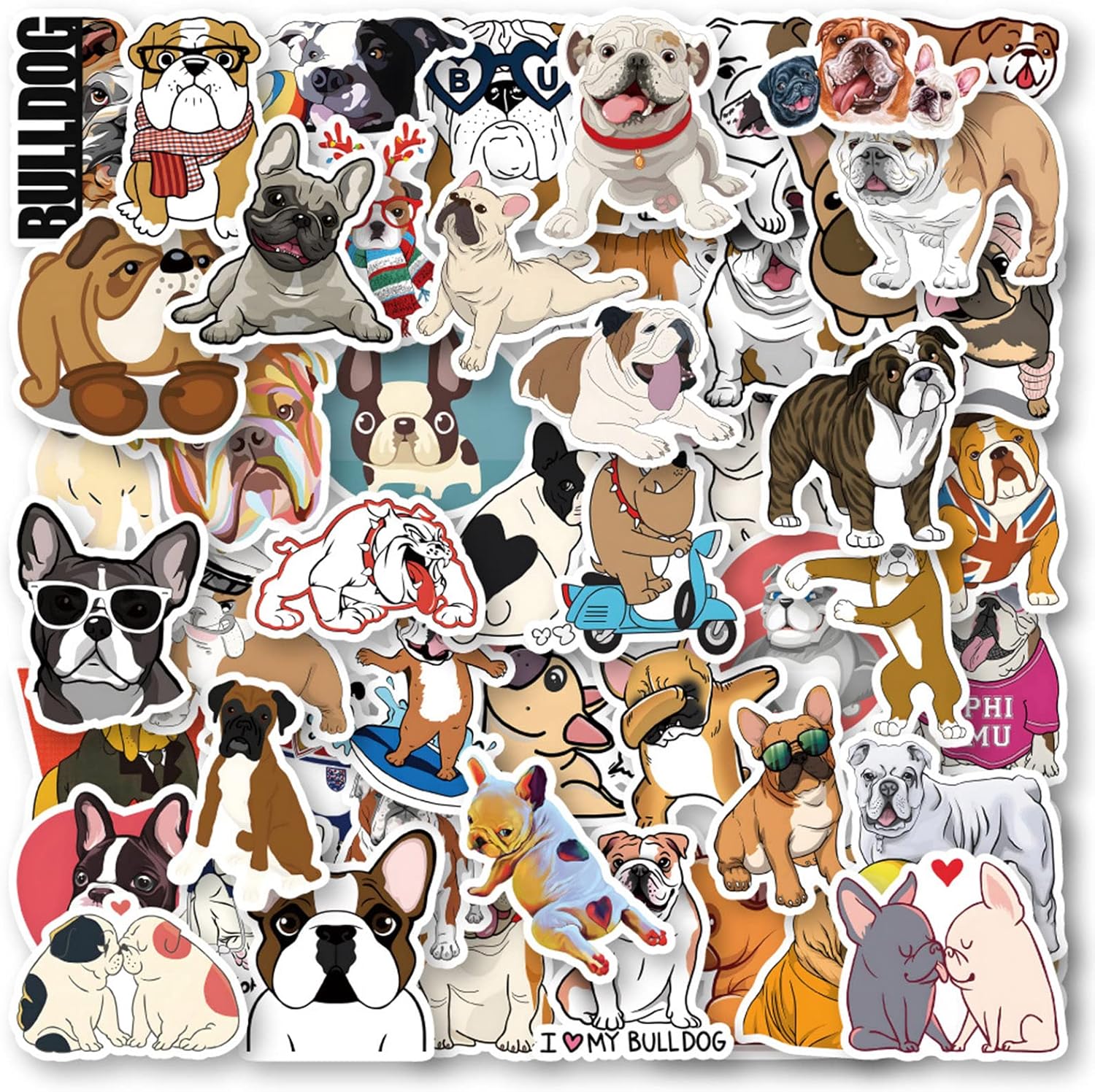 Amazon.com: 50pcs Funny Bulldog Stickers for Kids, Cute American Pit ...