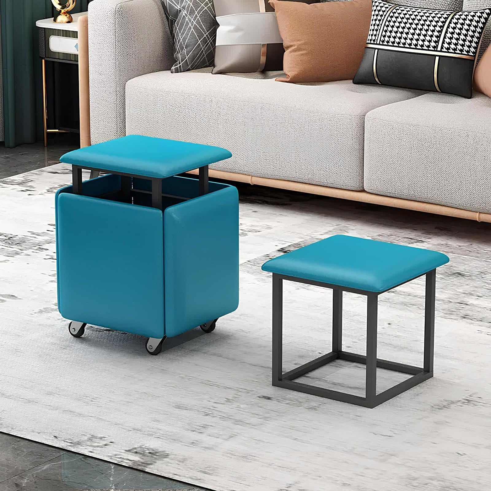 Amazon.com: ETBEREAL 5 in 1 Nesting Ottoman Cube Chair, Stackable ...