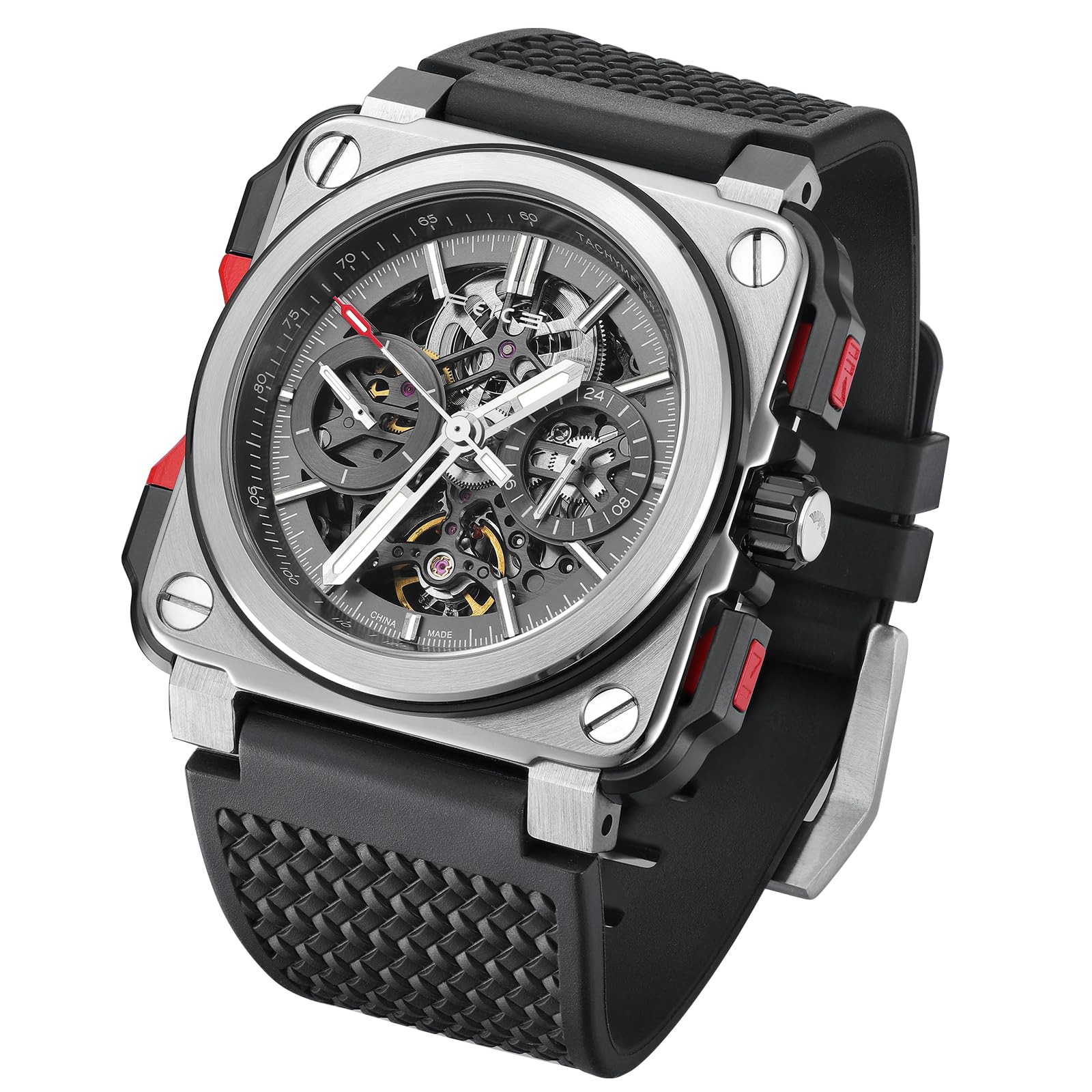 FEICE FM507 Men’s Automatic Skeleton Watch Mechanical Calendar Mens ...