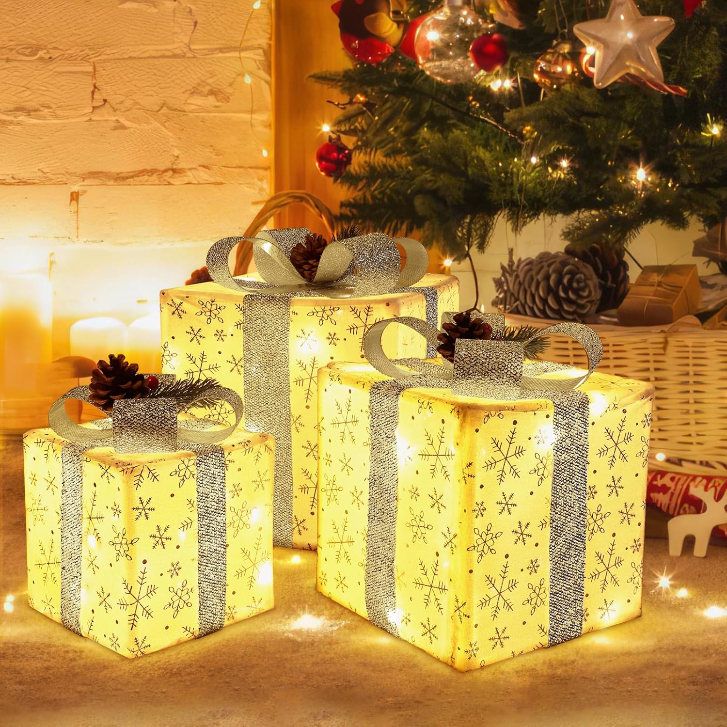 Amazon.com: TOAOB Christmas Lighted Gift Boxes: Set of 3 Light Up ...