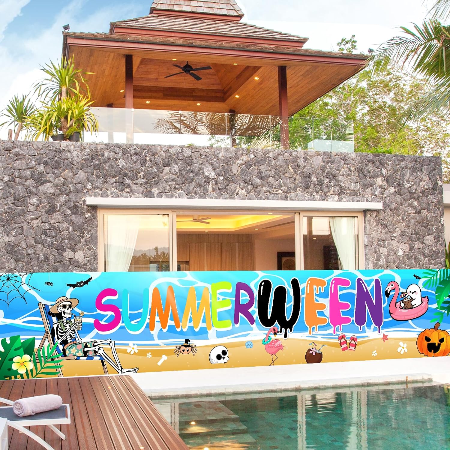 Amazon.com: Summerween Decorations Banner for Party, Birthday, Summer ...