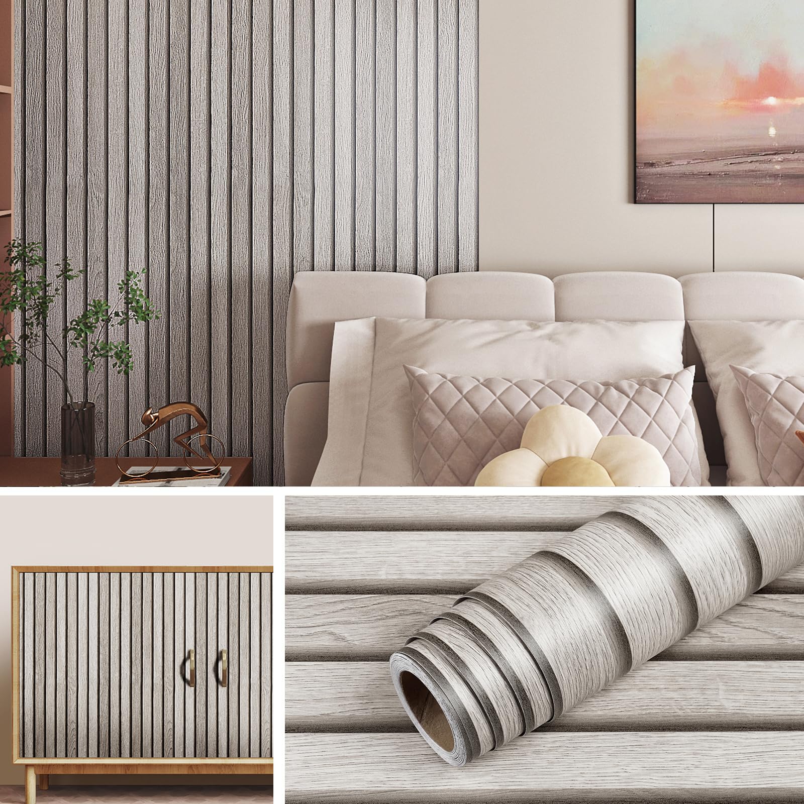 Livelynine Self Adhesive Wood Effect Wallpaper for Walls 3D Wood Panel ...
