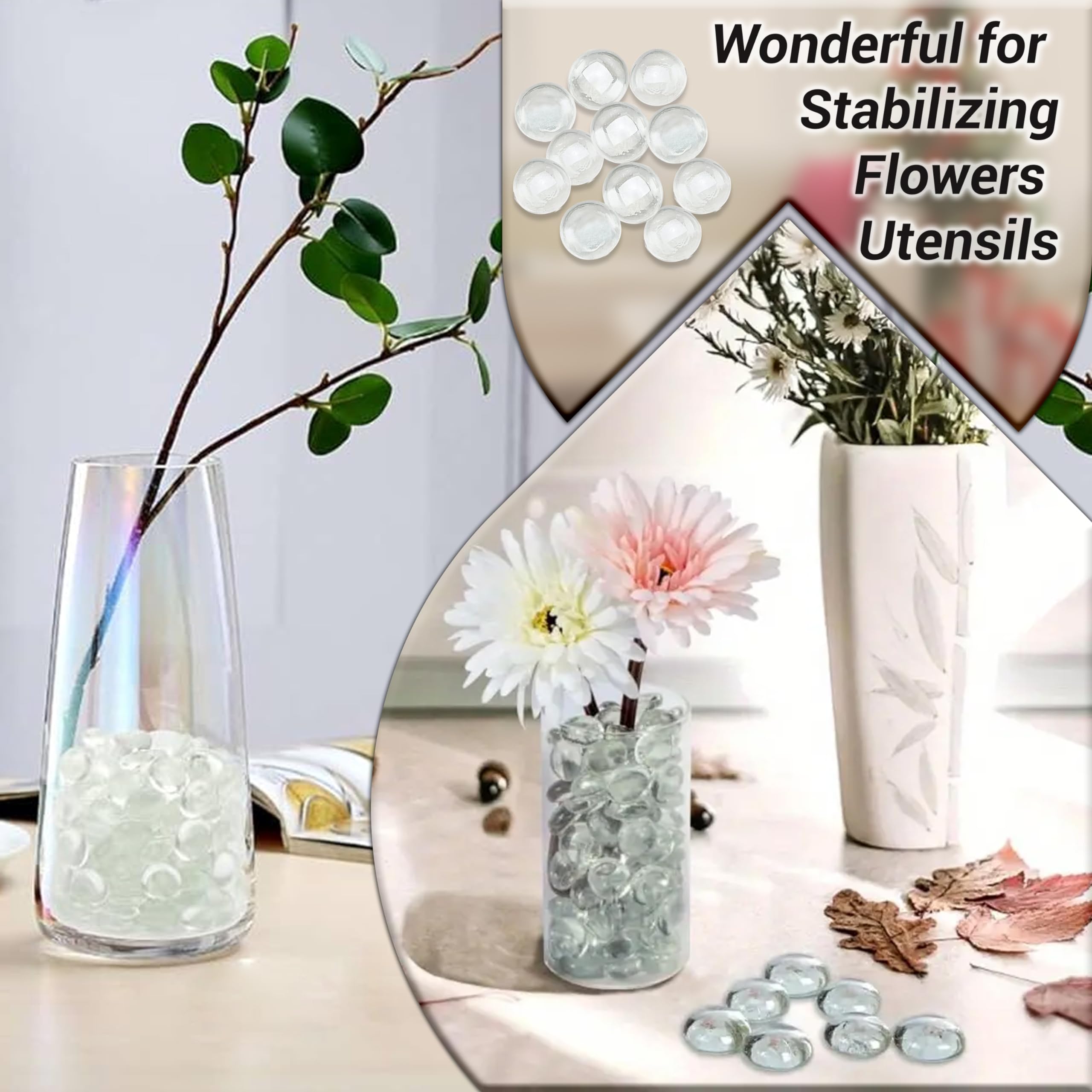 Snapklik.com : 1LB Clear Flat Glass Marbles 100 Pcs Decorative Pebbles ...
