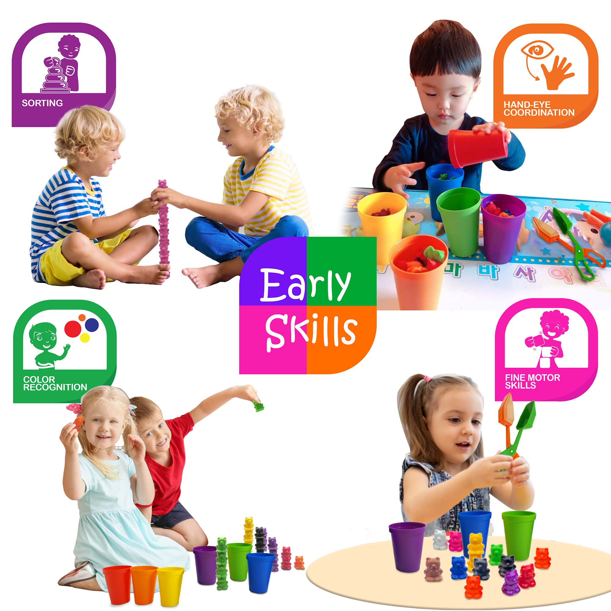 Buy Skoolzy Rainbow Stacking Bears Toddler Toys. Tumbling Counting Toys ...