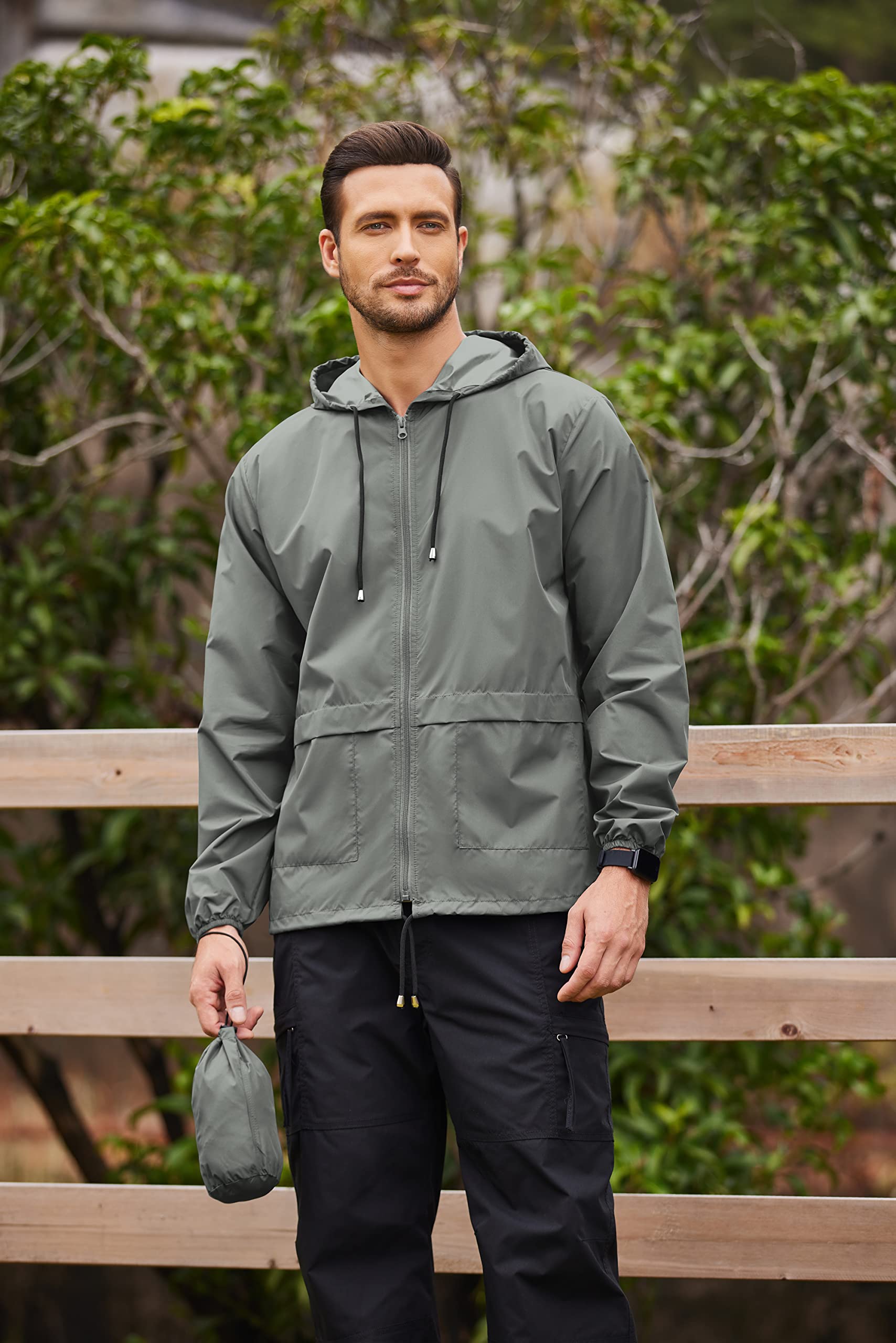 Snapklik.com : Mens Packable Rain Jacket Waterproof Running Jacket