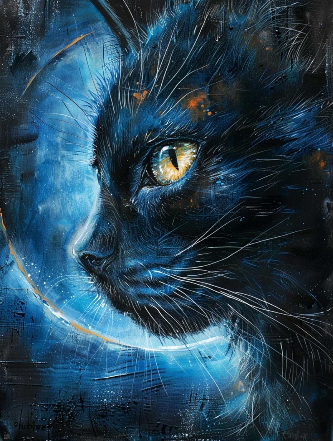 N.LANSHAN 11CT Animal Diy Canevas Point De Croix Chat Noir Fantastique ...