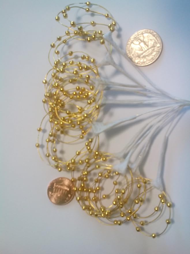 Amazon.com: Pearl Sprays Gold Bead Loops. Pack of 36 Stems : Arts ...