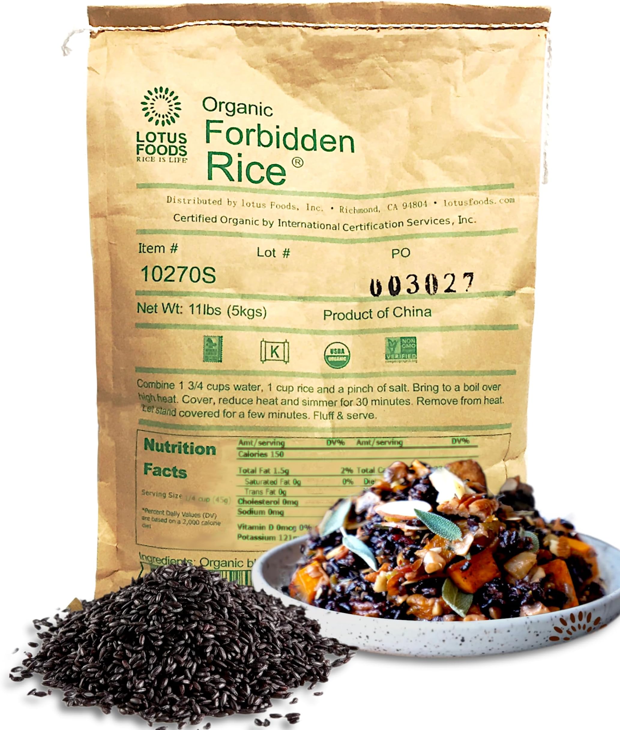 Amazon.com : Lotus Foods Bulk Organic Forbidden Black Rice – Gluten ...