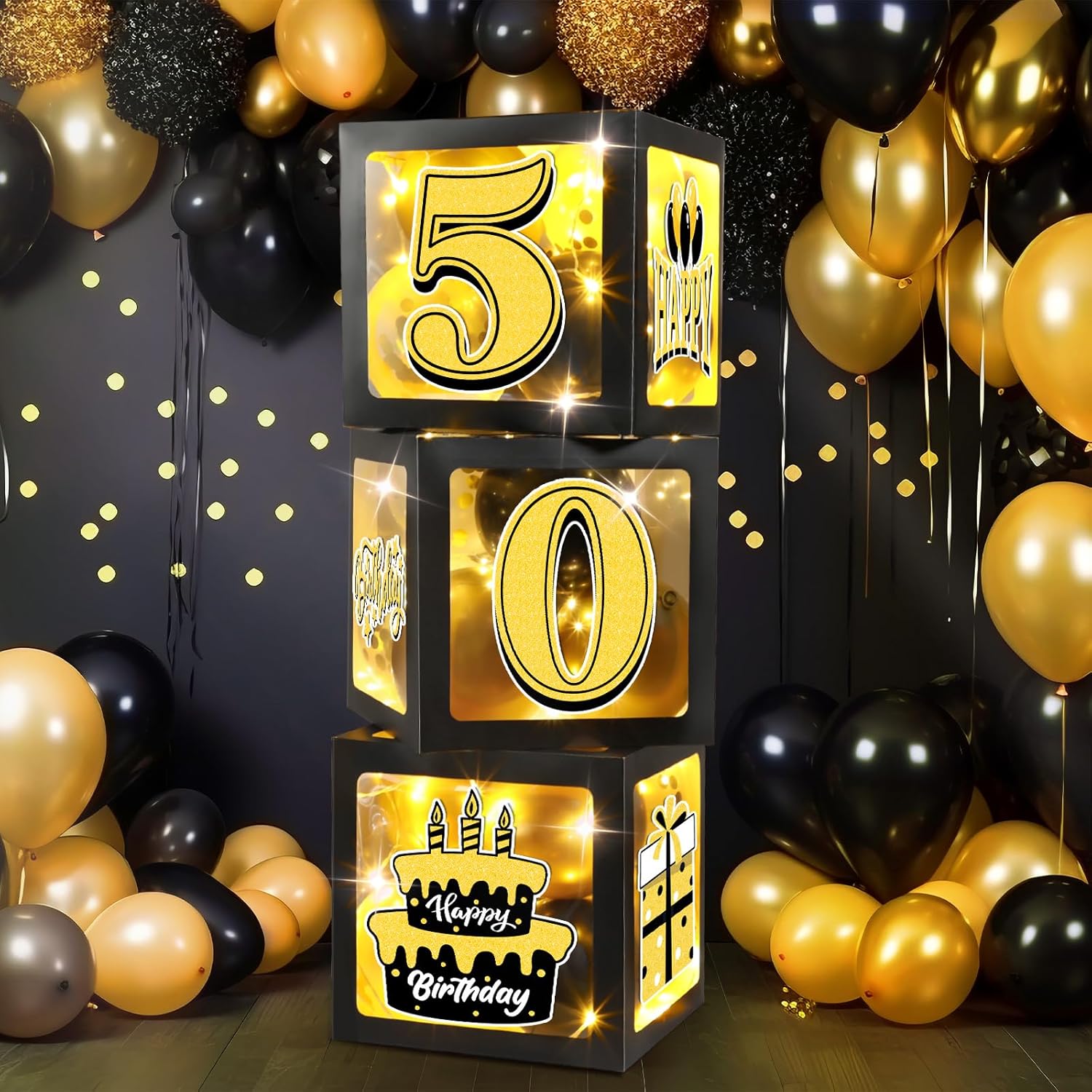 Amazon.com: 50th Birthday Party Decorations 50th Birthday Boxes Black ...