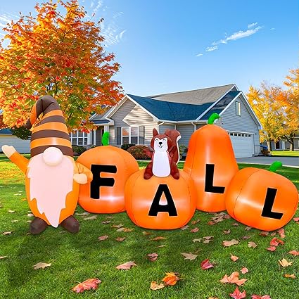 Amazon.com: TURNMEON 7FT Long Fall Inflatables Pumpkin Outdoor ...