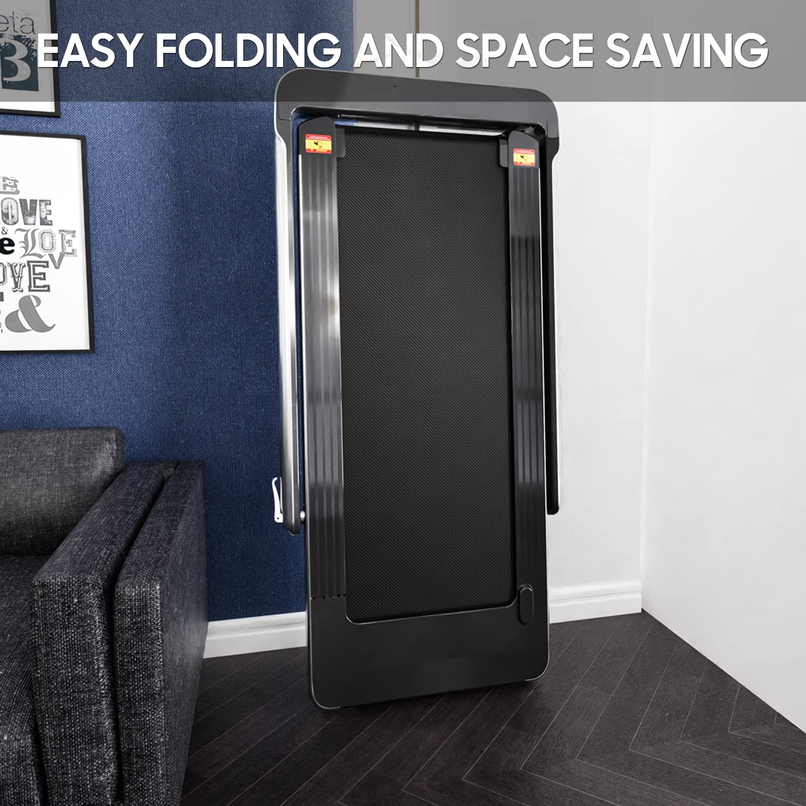 UMAY Foldable Portable Treadmill for Home Office, 7.5 MPH Running ...