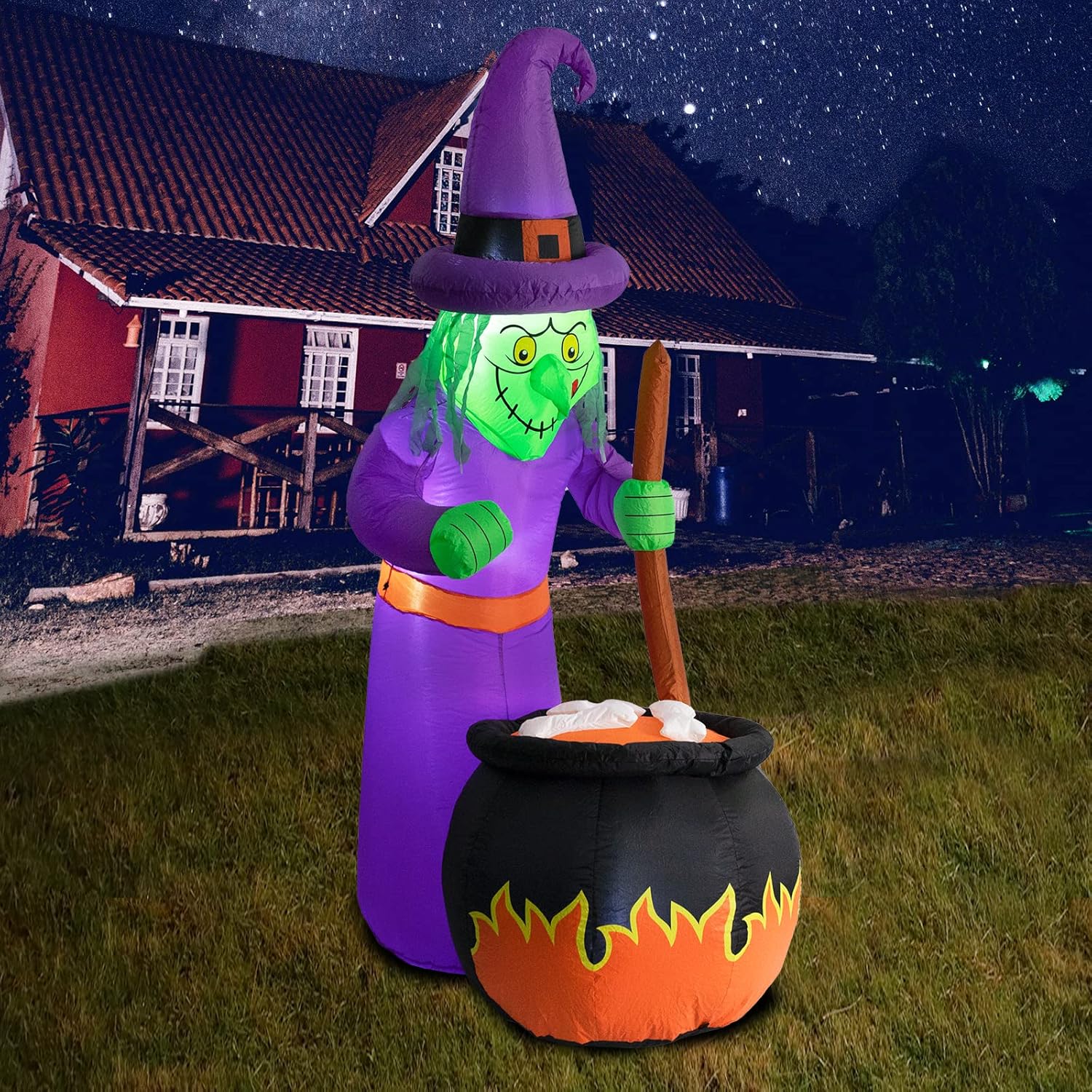 Amazon.com: MUMTOP 7 Ft Tall Halloween Inflatables Witch Decoration ...