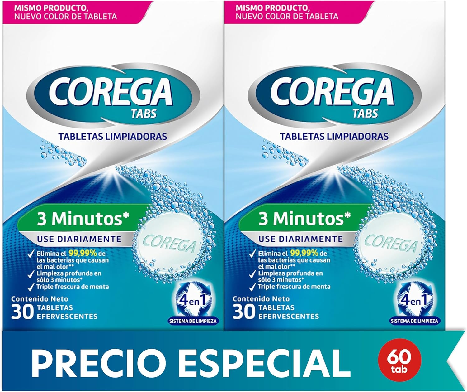 Corega Tabs Pastillas Efervescentes, para Limpieza de Dentaduras ...