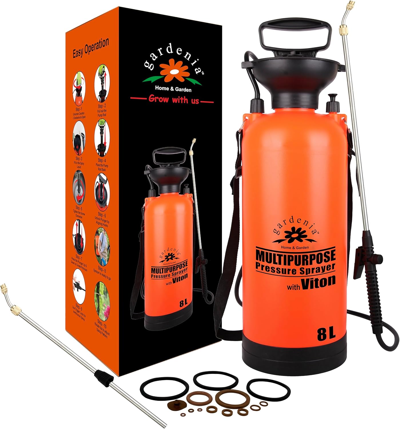 Upgraded 2024 Model 8L Garden Sprayer with Telescopic Metal Lance ...