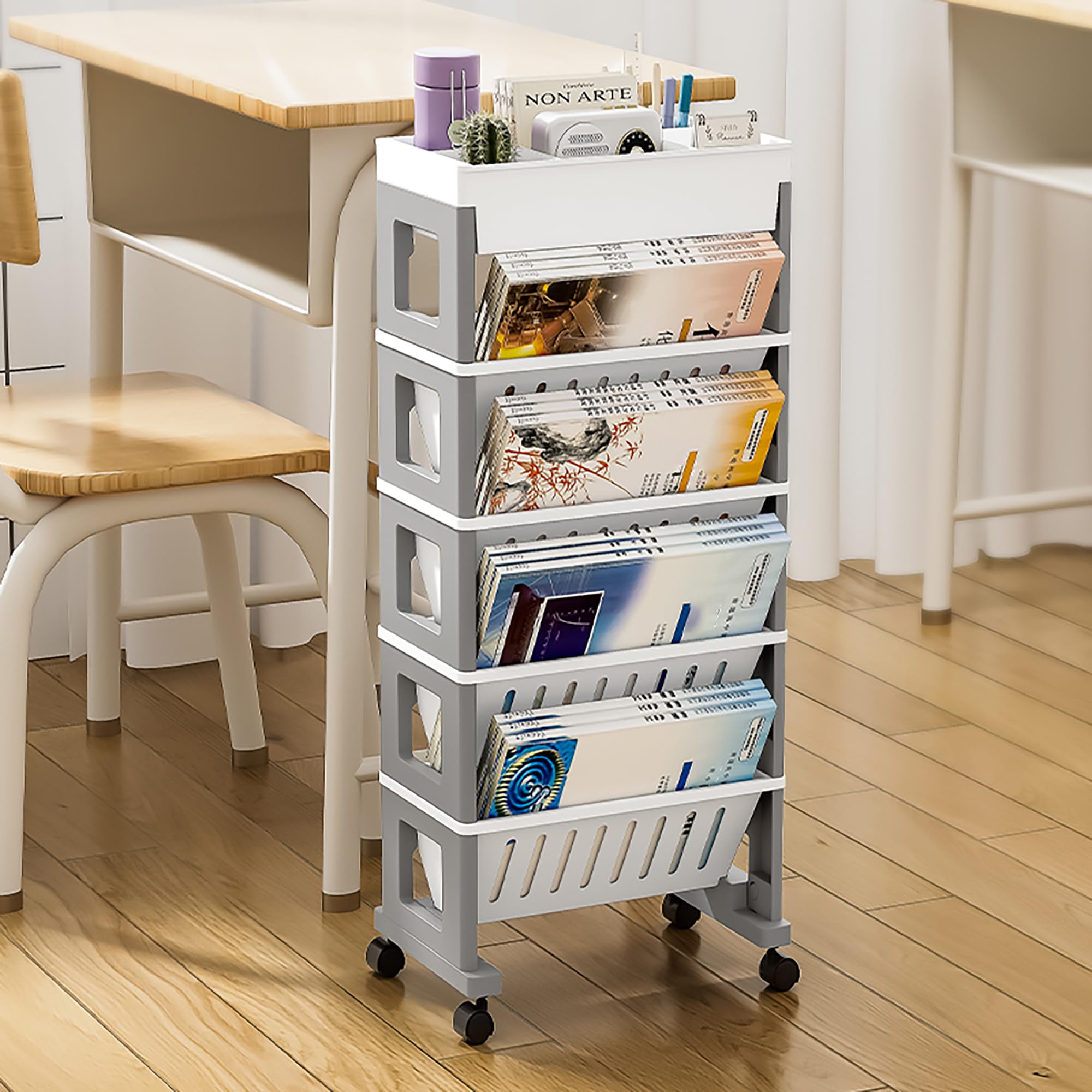 Snapklik.com : 5 Tier Book Rack Storage Bookshelf, Mobile Bookshelf