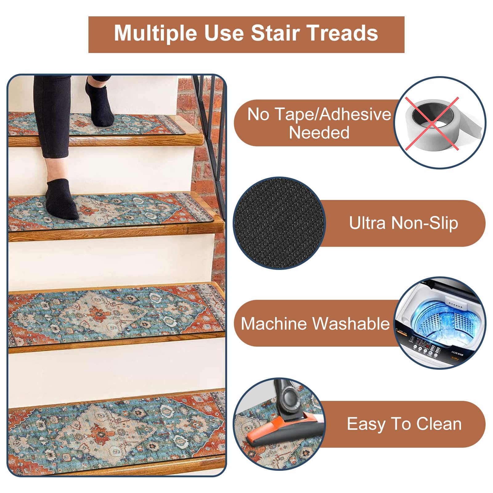 Snapklik.com : Super Non-Slip Stair Treads For Wooden Steps Set Of 15 ...