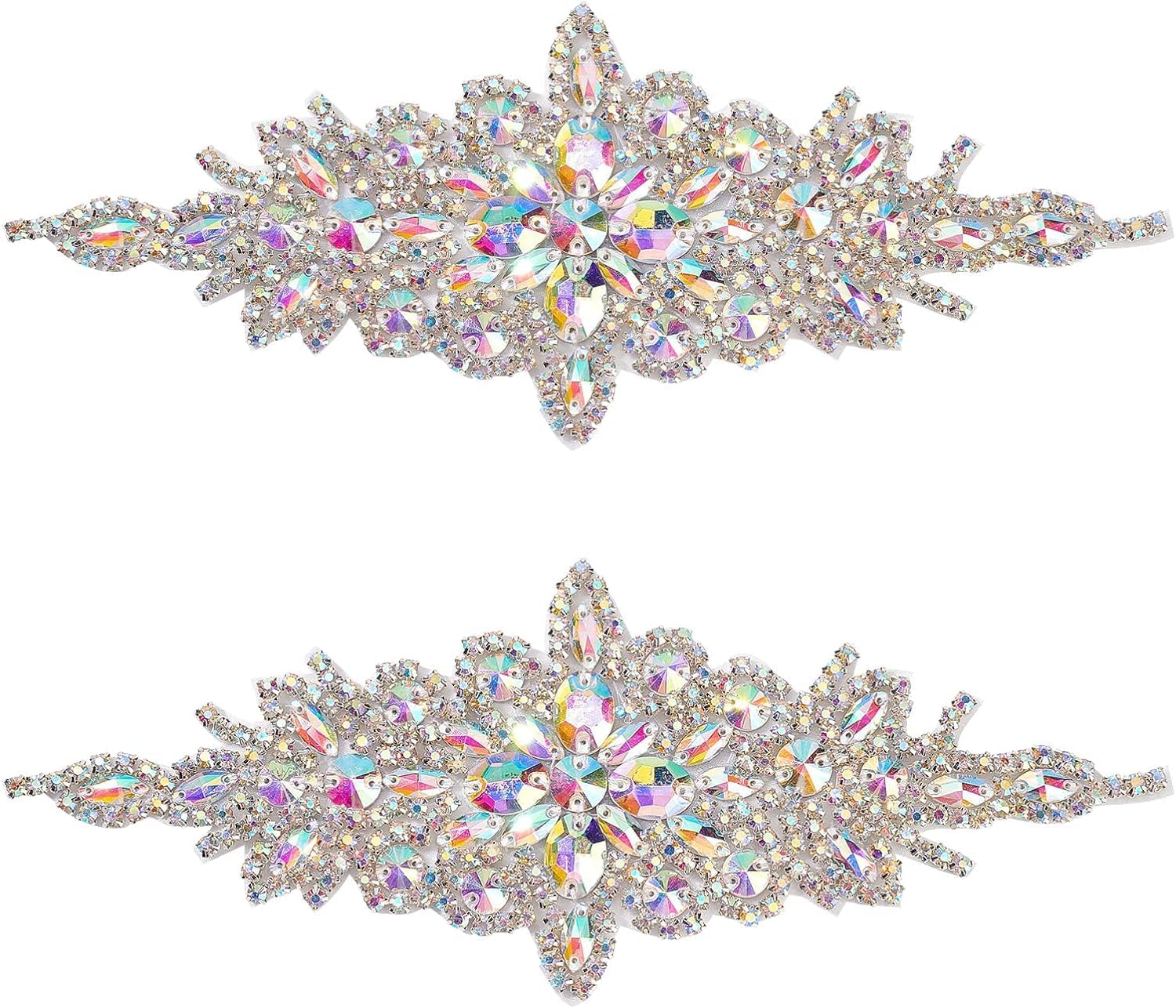 Amazon.com: 2pcs Bling Rhinestone Applique for Bridal Costume,Crystal Patch DIY Embellishment ...