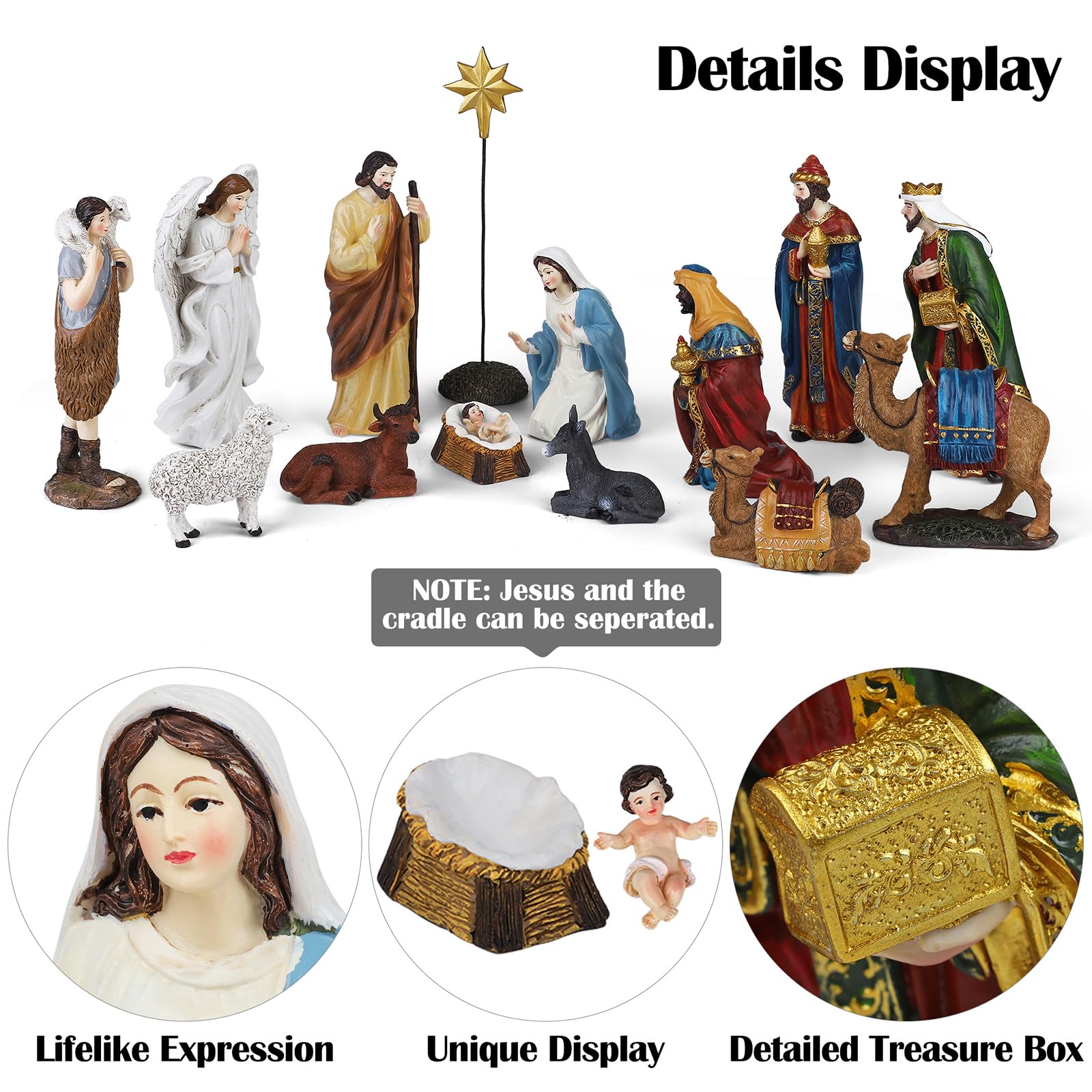 Snapklik.com : 15 Pack Nativity Sets For Christmas Indoor Set 7 Inches ...