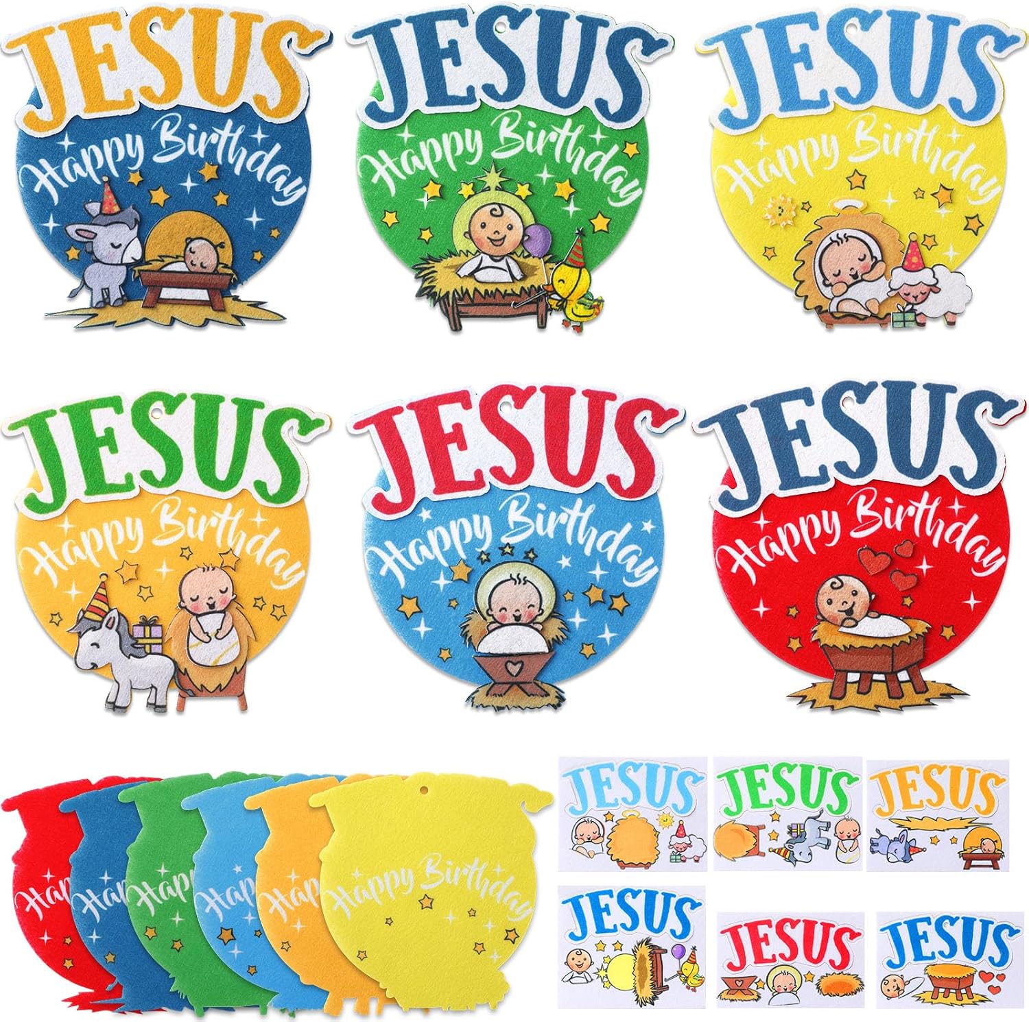 Amazon.com: HunnmingRe 24 Set Happy Birthday Jesus Craft Kit Christmas ...