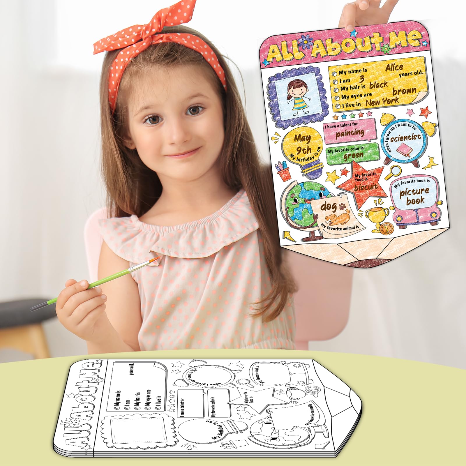Snapklik.com : 40 Pcs Pencil Read All About Me Posters Star Students ...