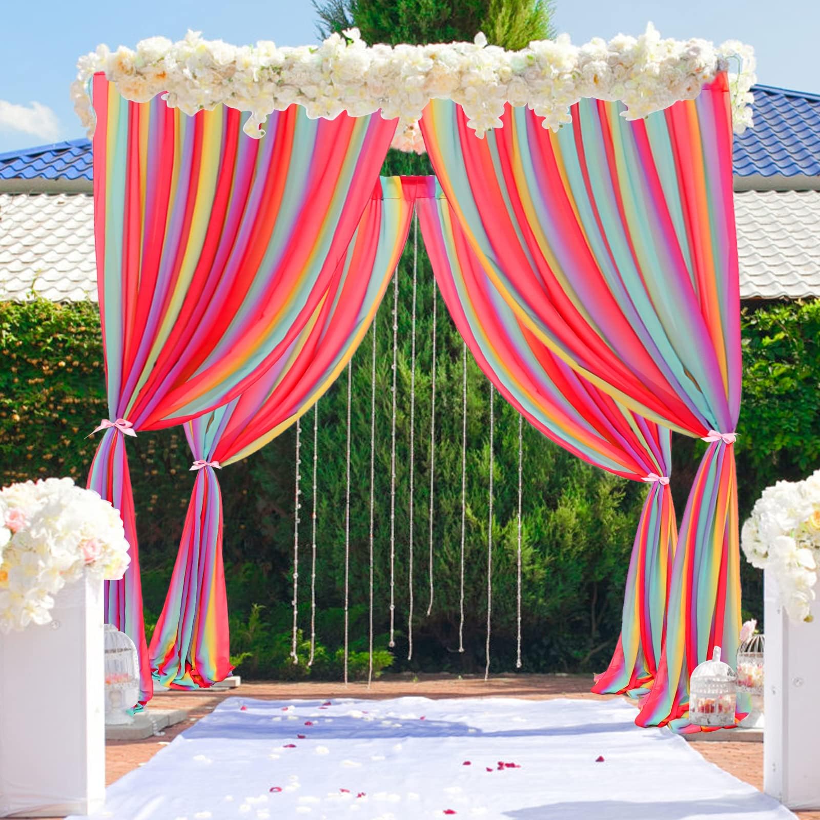 Amazon.com: SmoothNovelty Rainbow Chiffon Ceiling Drapes 6 Panels 2.5 x ...